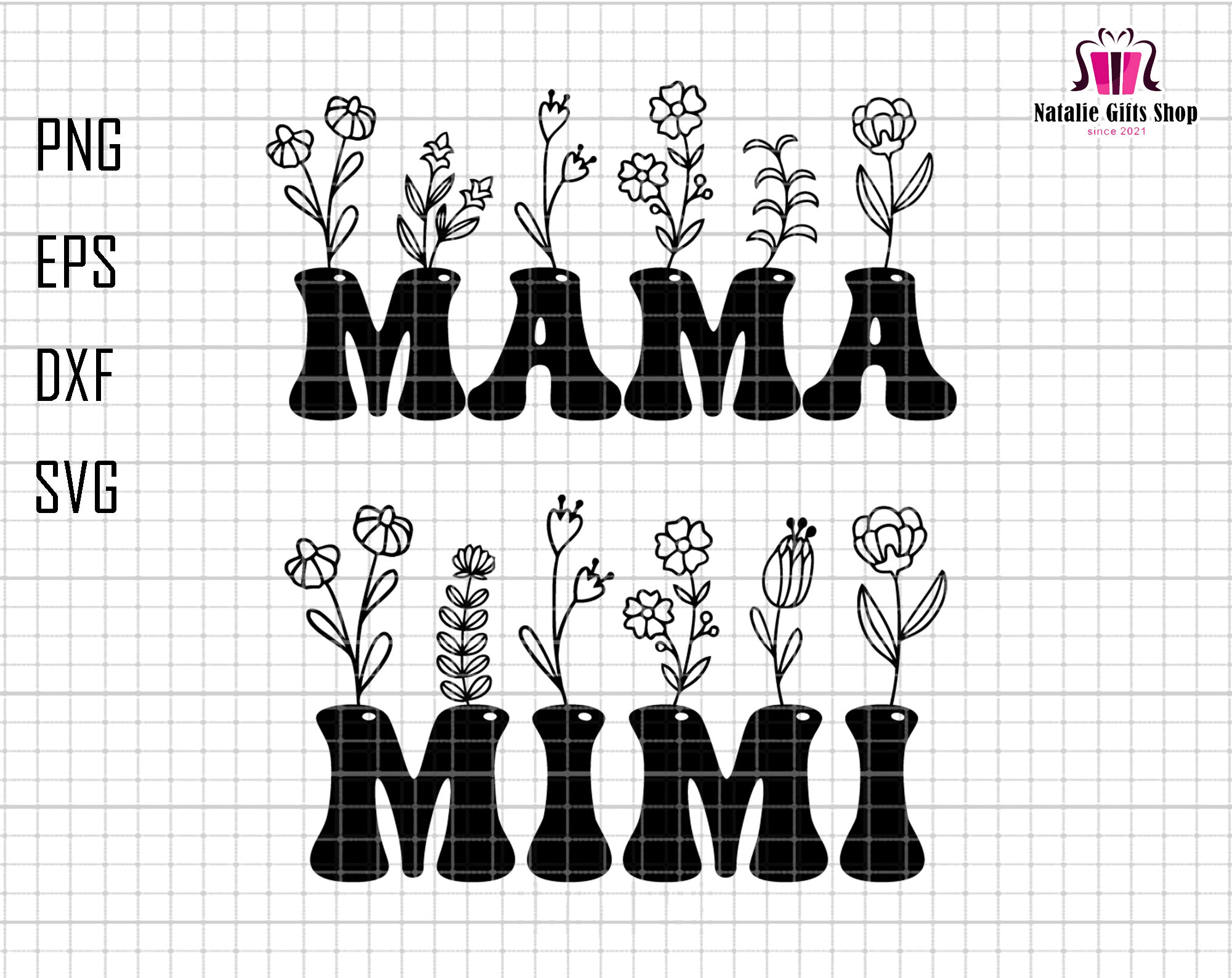 Mama And Mini Svg, Mom And Daughter Svg, Flower Mama And Mim - Inspire ...