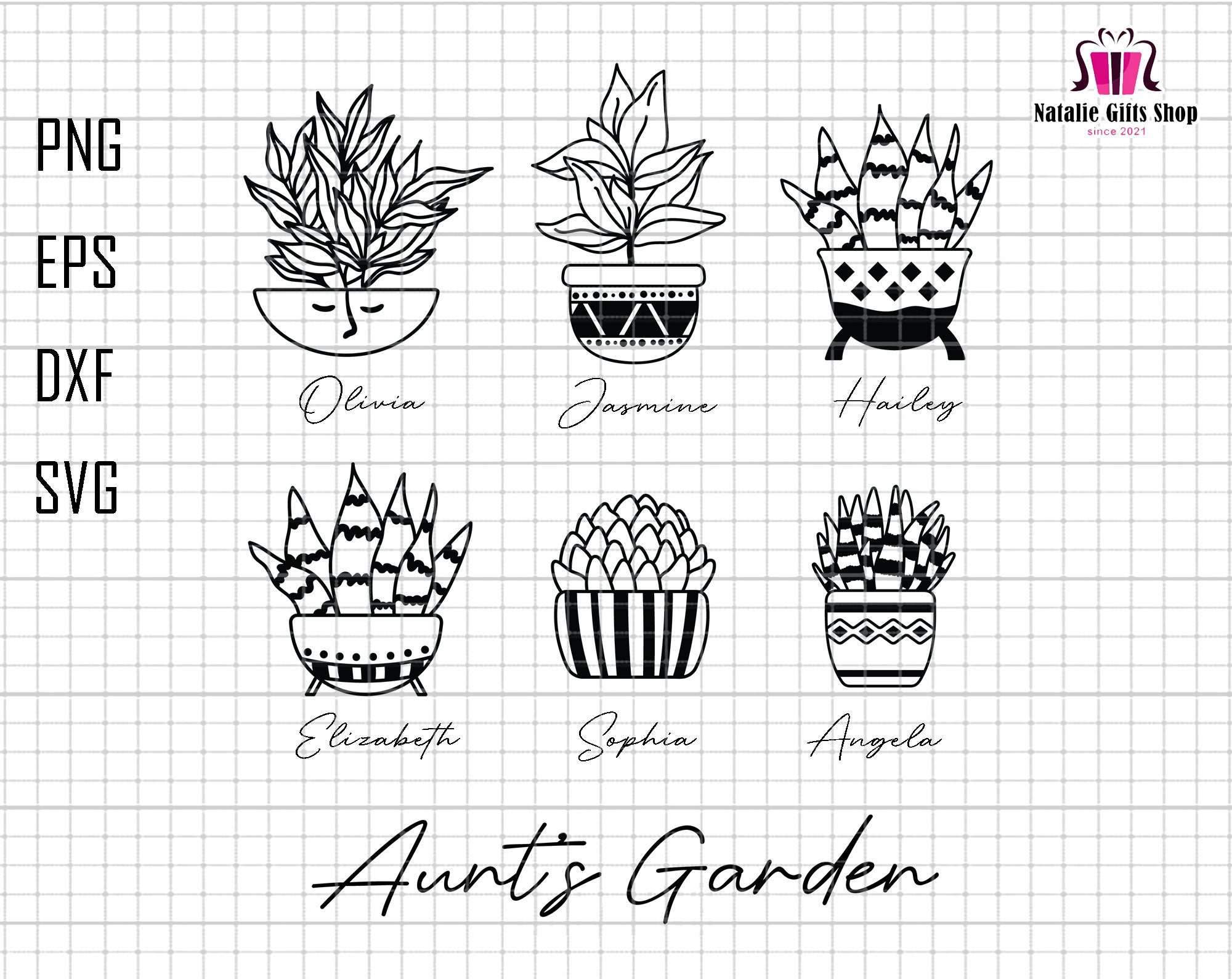 Personalized Aunts Garden Svg, Plant Pots Svg, Aunt Svg, Gif - Inspire ...