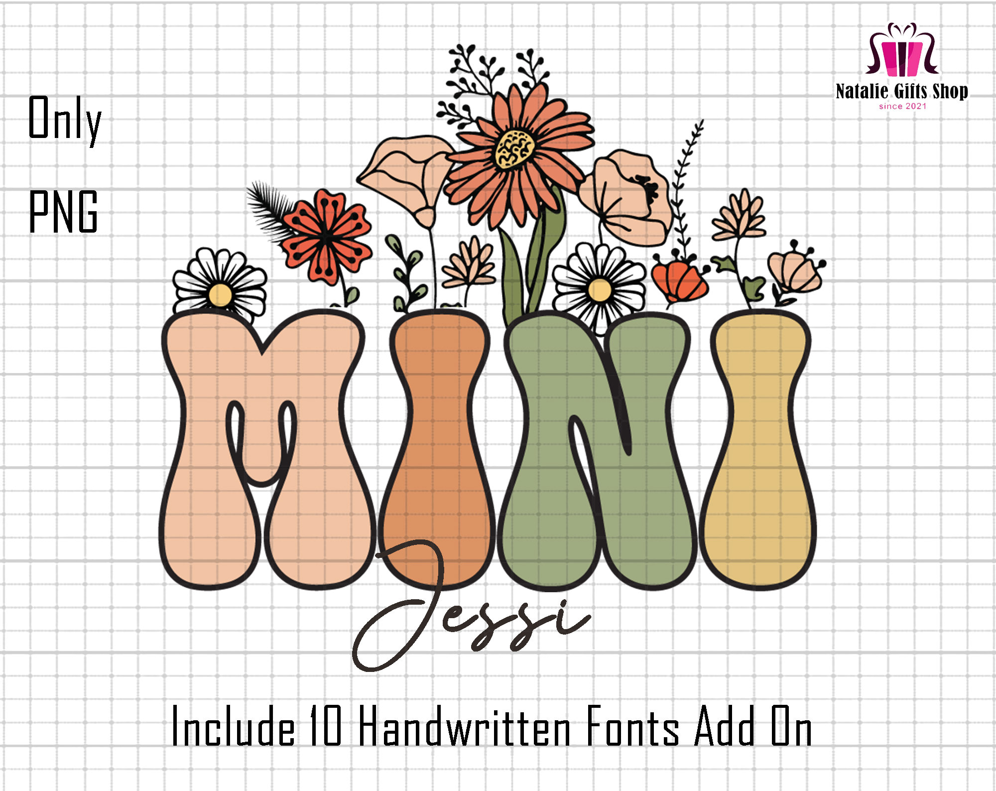 Personalized Mini Floral Png File, Custom Childrens Names Pn | Inspire ...