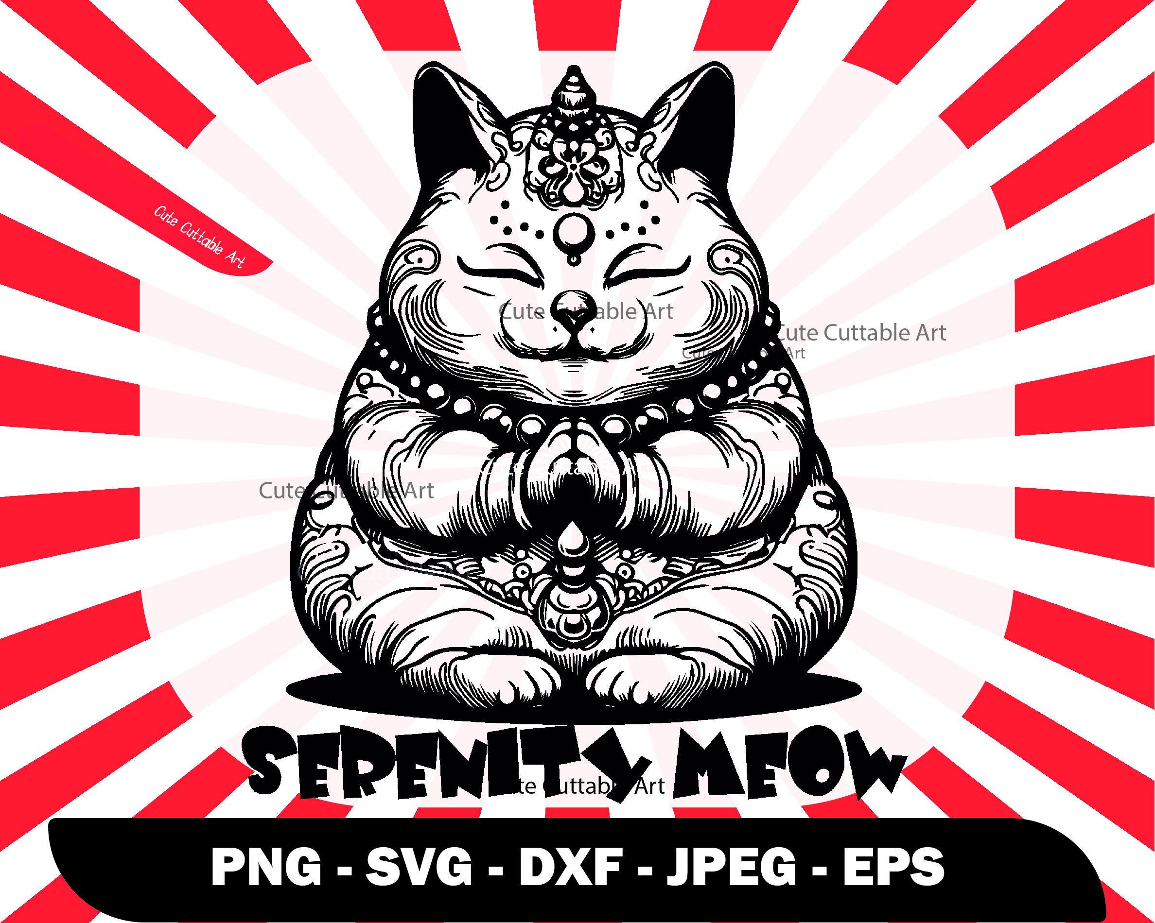 Buddha Cat Svg, Fat Cat Svg, Mental Health Artyoga Clipart, | Inspire ...