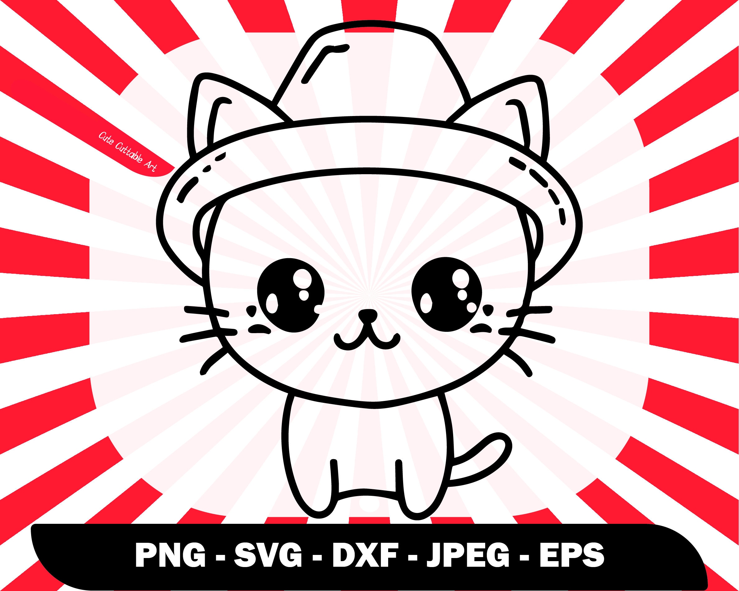 Cute Cat with A Hat Svg, Cat Svg Cut File, Cat Cute Svg, Cut - Inspire ...