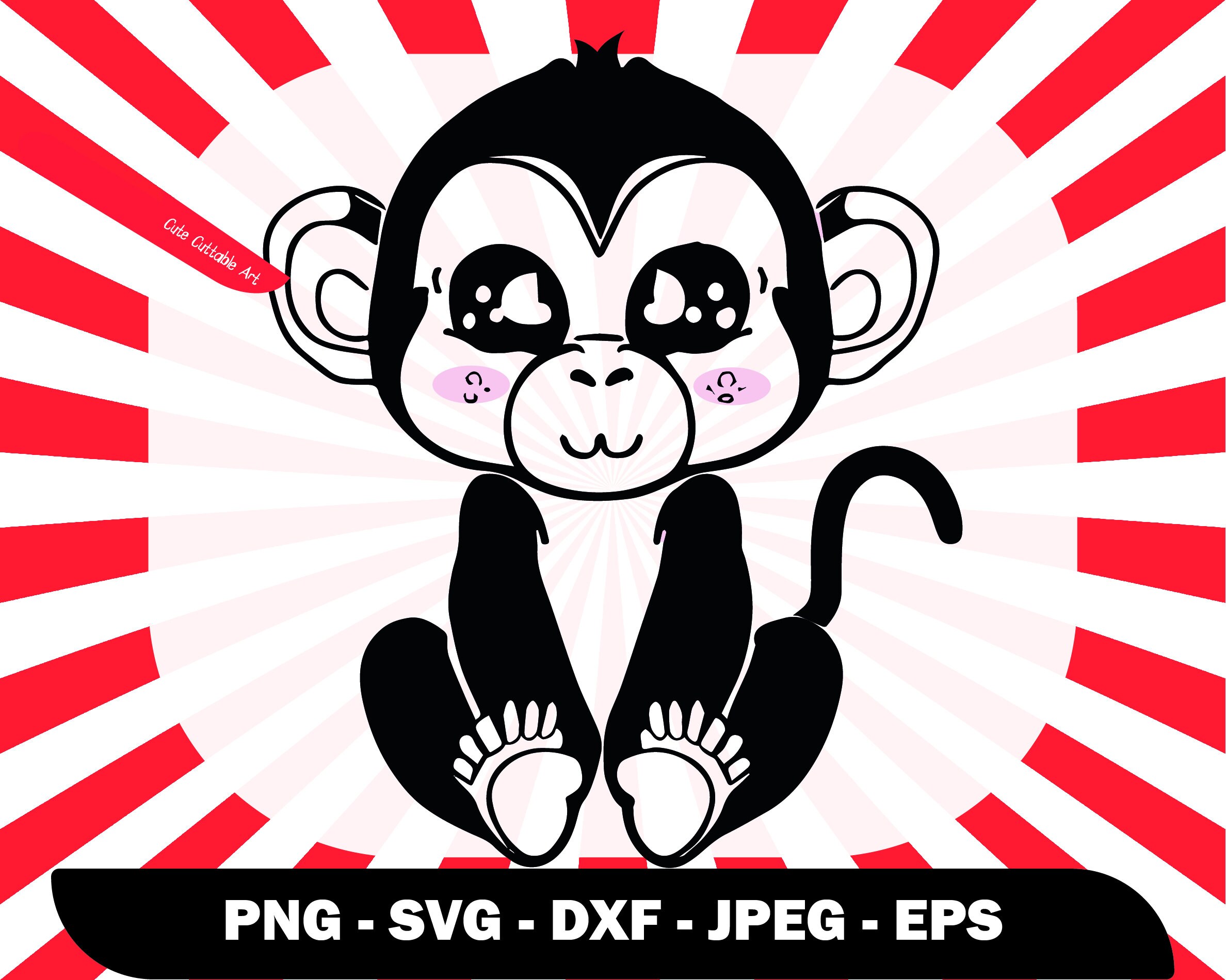 Cute Cheeky Monkey Clipart, Svg Files For Cricut, Monkey Sil | Inspire ...