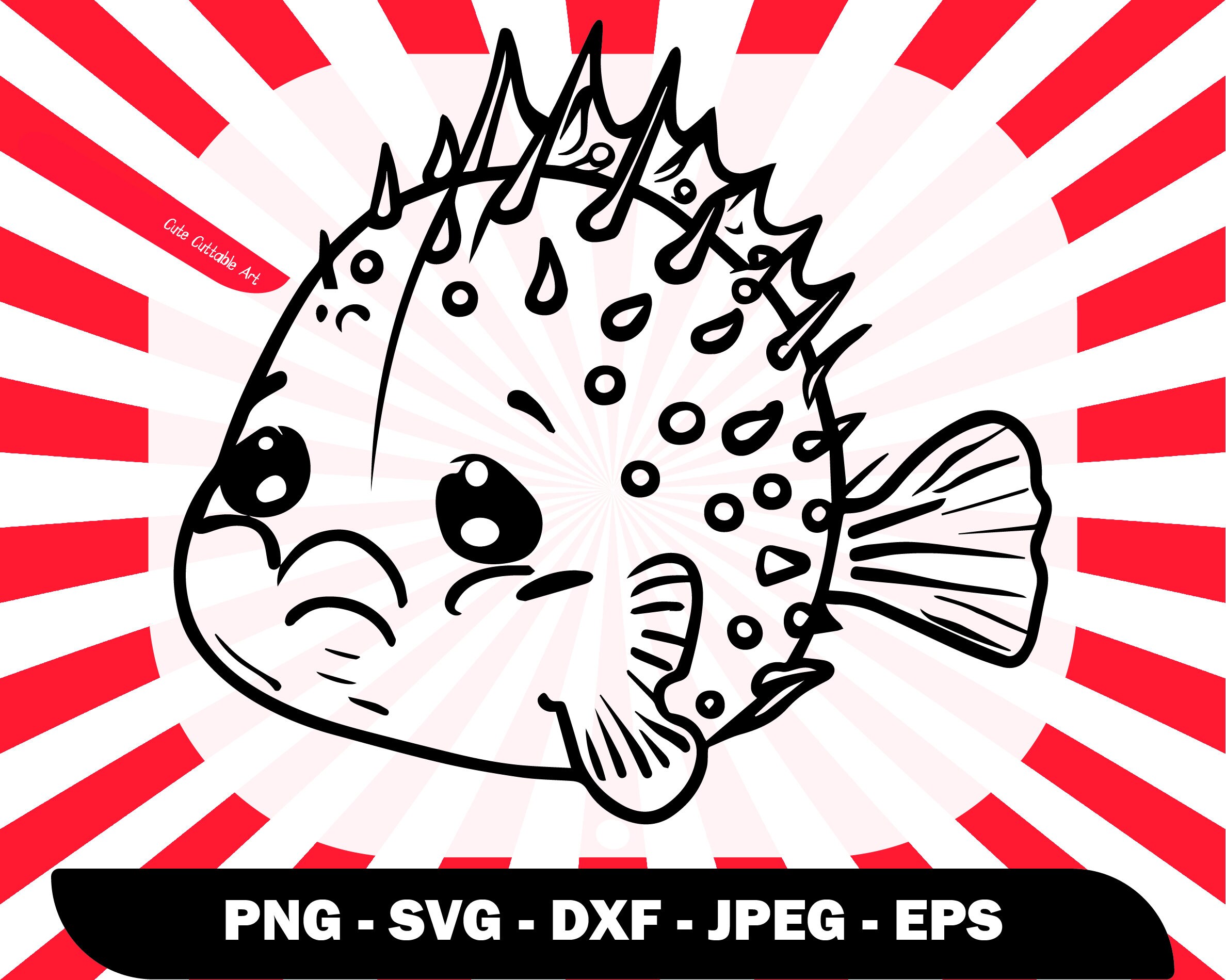 Cute Sad Puffer Fish Svg, Tropical Fish svg, Cute Fish Clipa - Inspire ...