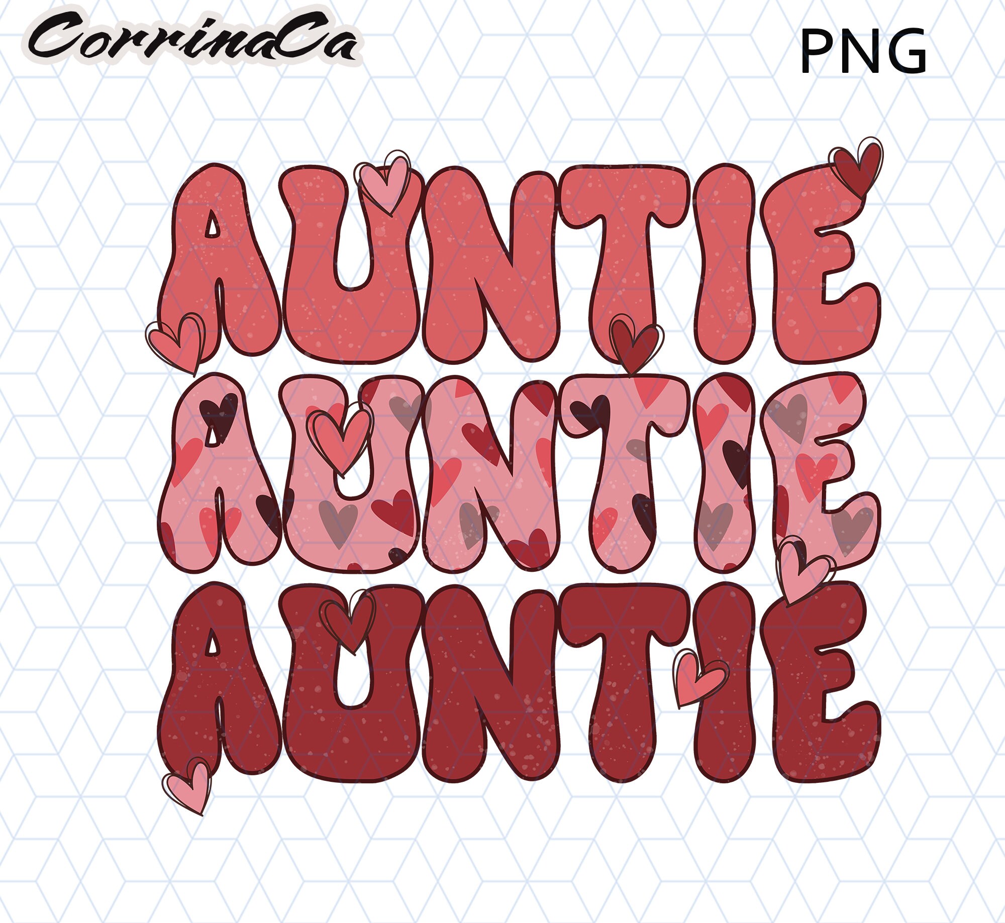 Auntie Heart Png, Auntie Valentines Png, Retro Valentines Pn - Inspire ...