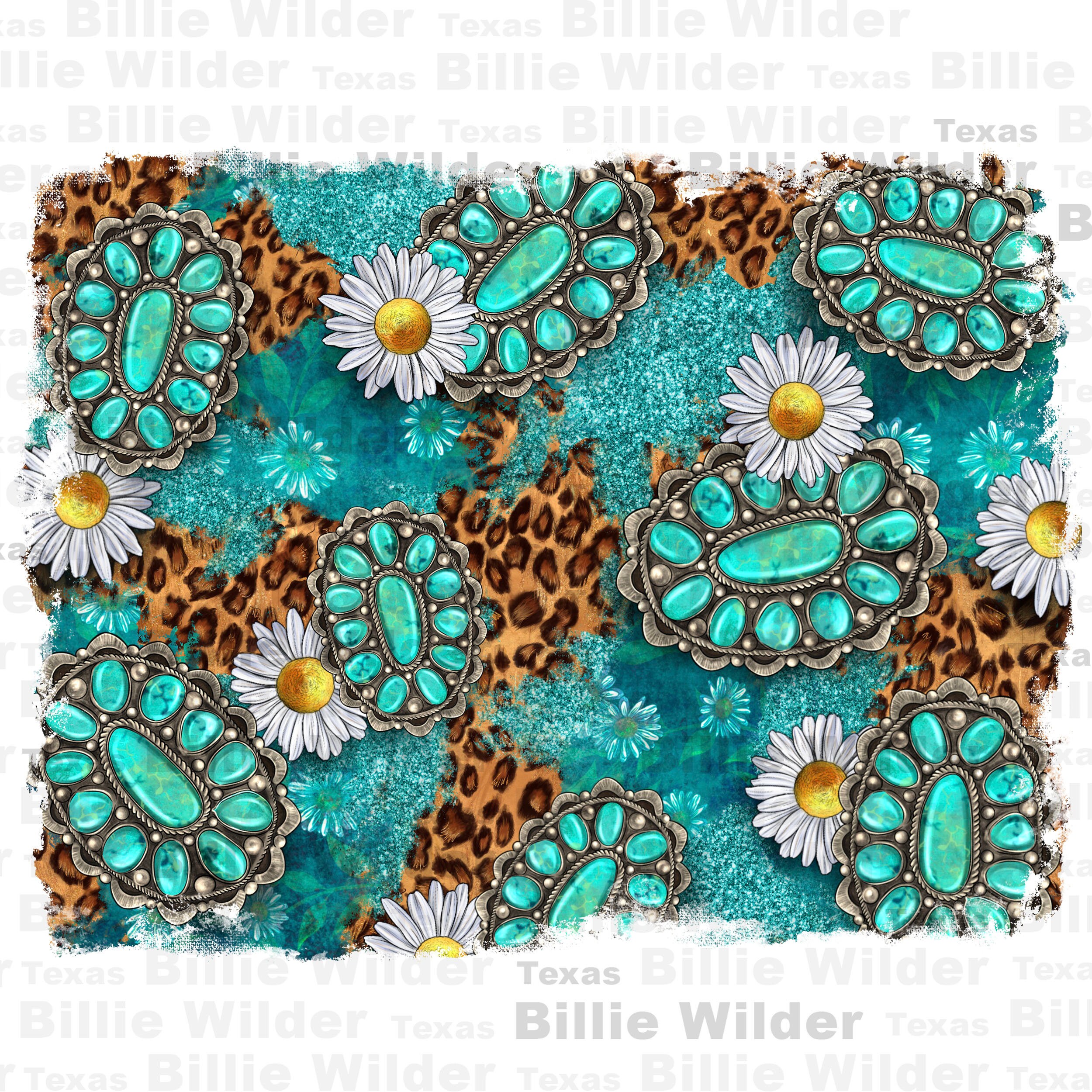 Leopard and turquoise gemstone background png, western patte | Inspire ...