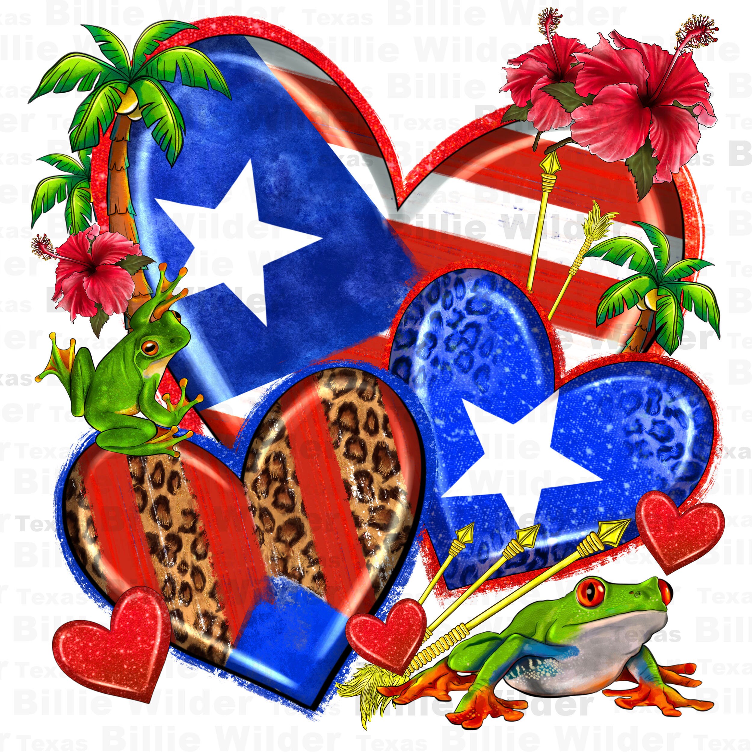 Puerto Rico hearts png sublimation design download, Puerto R | Inspire ...