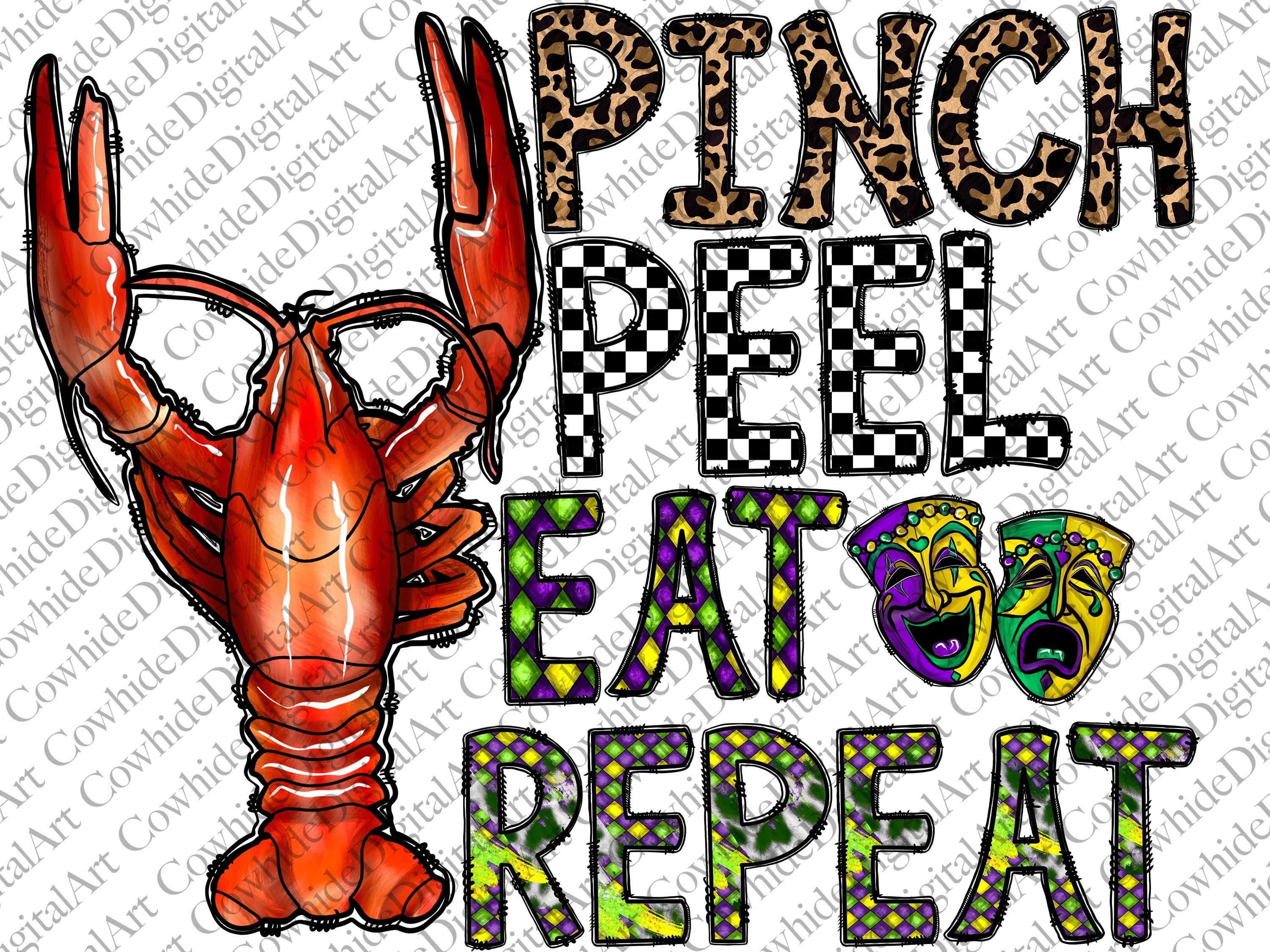 Pinch Peel Eat Repeat Crawfish, ublimation Design, Mardi Gra | Inspire ...