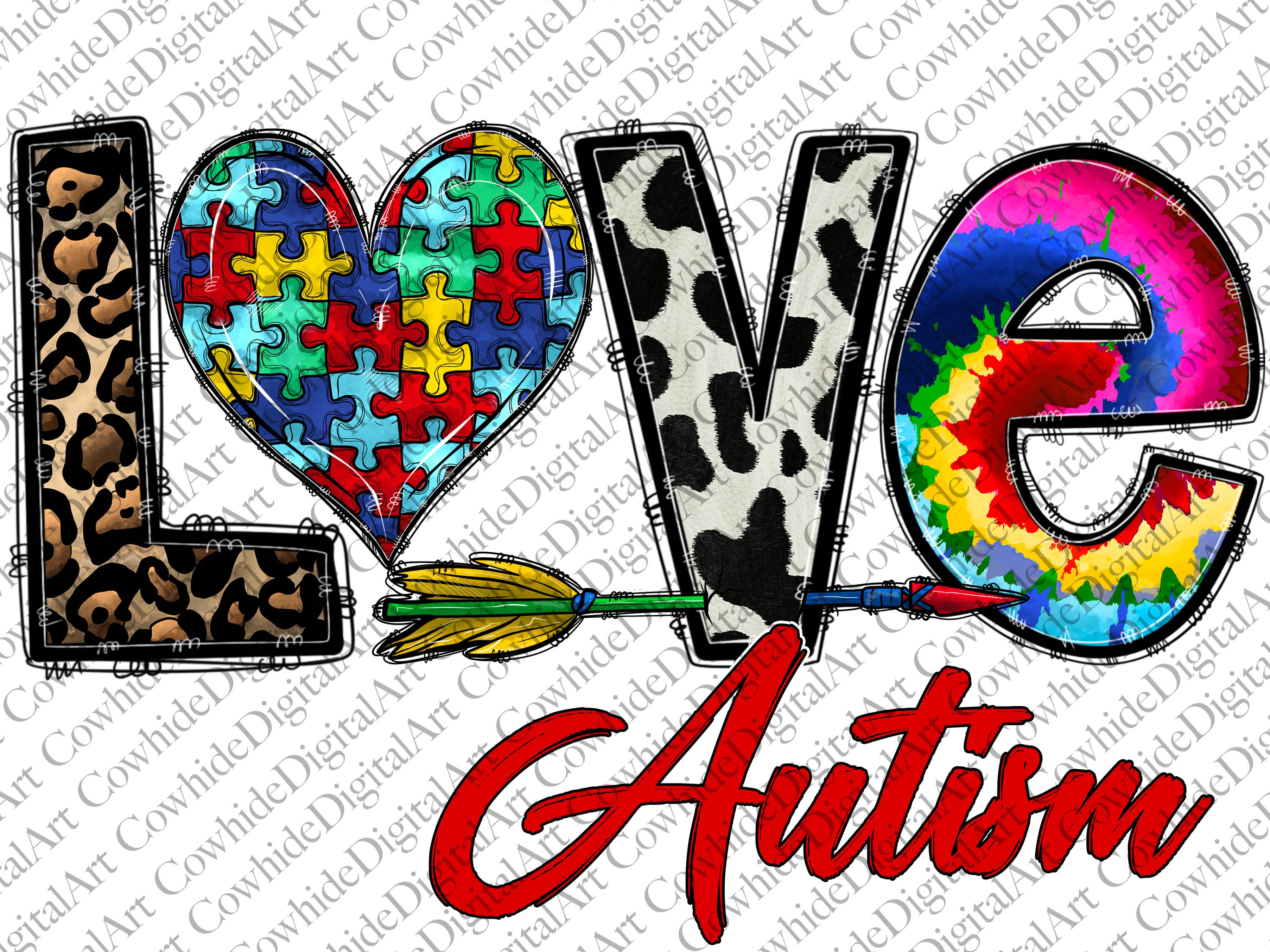Love Autism Png, Autism Awareness PNG, Autism Heart Png, Aut - Inspire ...