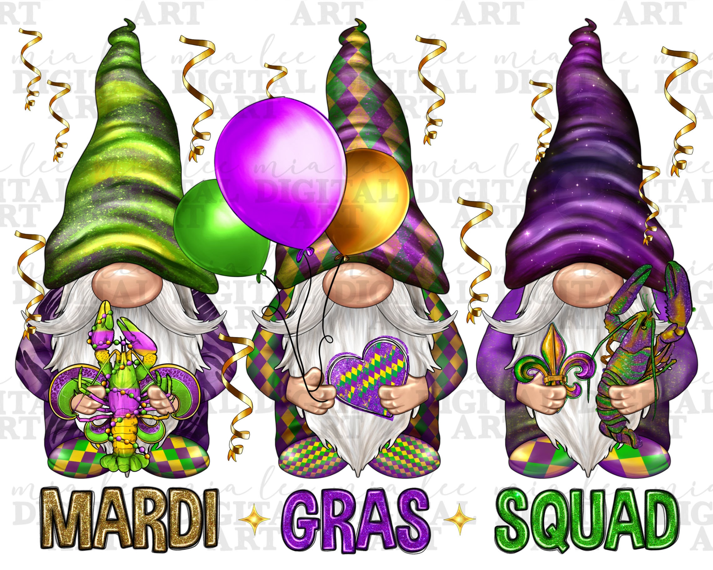 Mardi Gras squad with gnomes png sublimation design download - Inspire ...