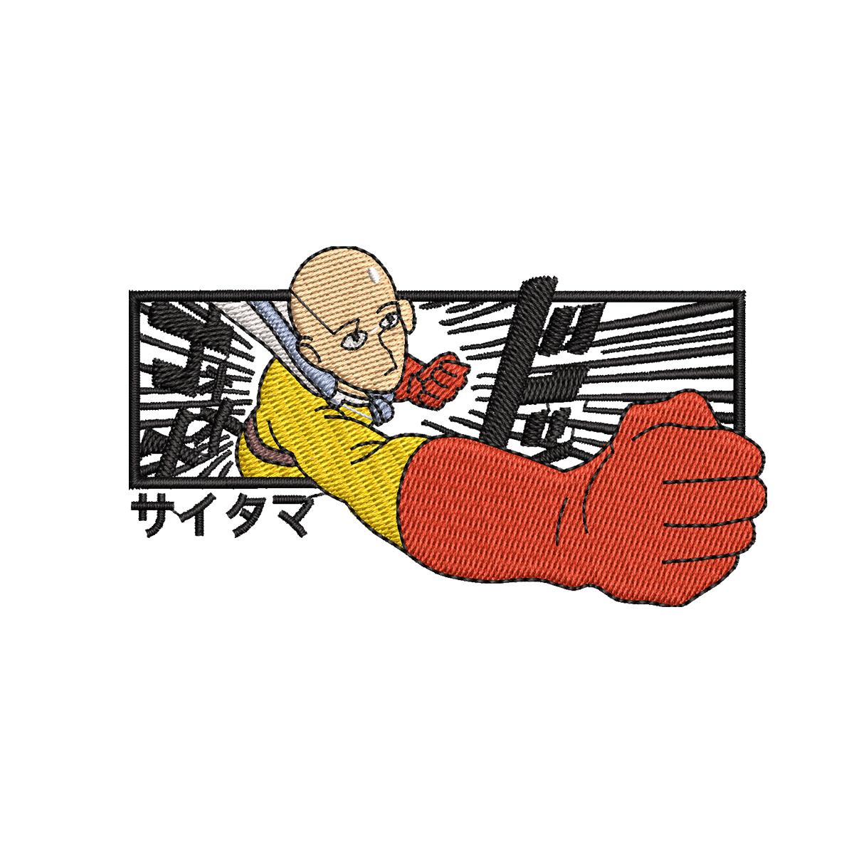 Saitama Flying Embroidery Design One Punch Man Anime - Inspire Uplift