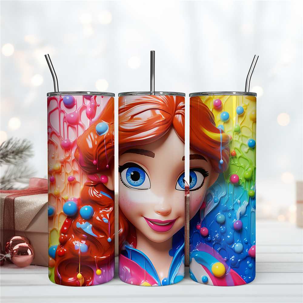 Anna 3D Inflated Tumbler Wrap, Disney Princess Skinny 20oz T - Inspire ...