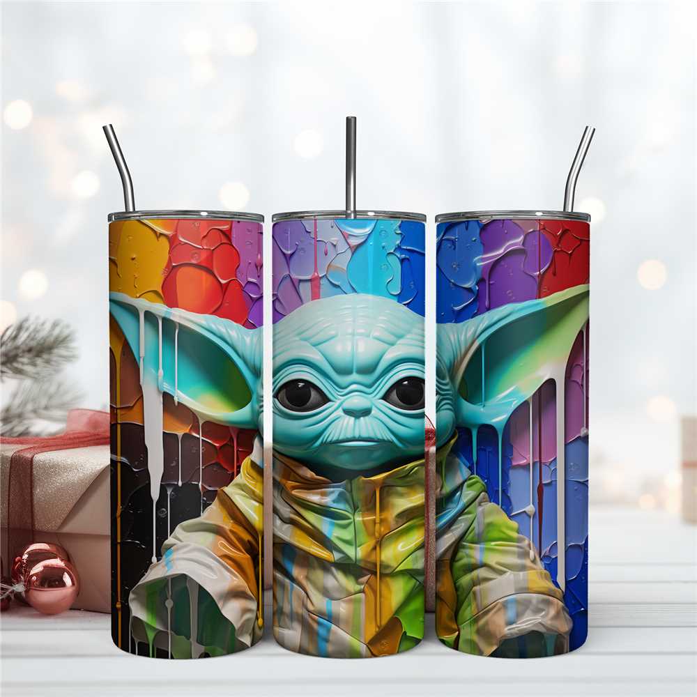 3D Inflated Blue Yoda Tumbler Design, Master Yoda 20oz Wrap, - Inspire ...