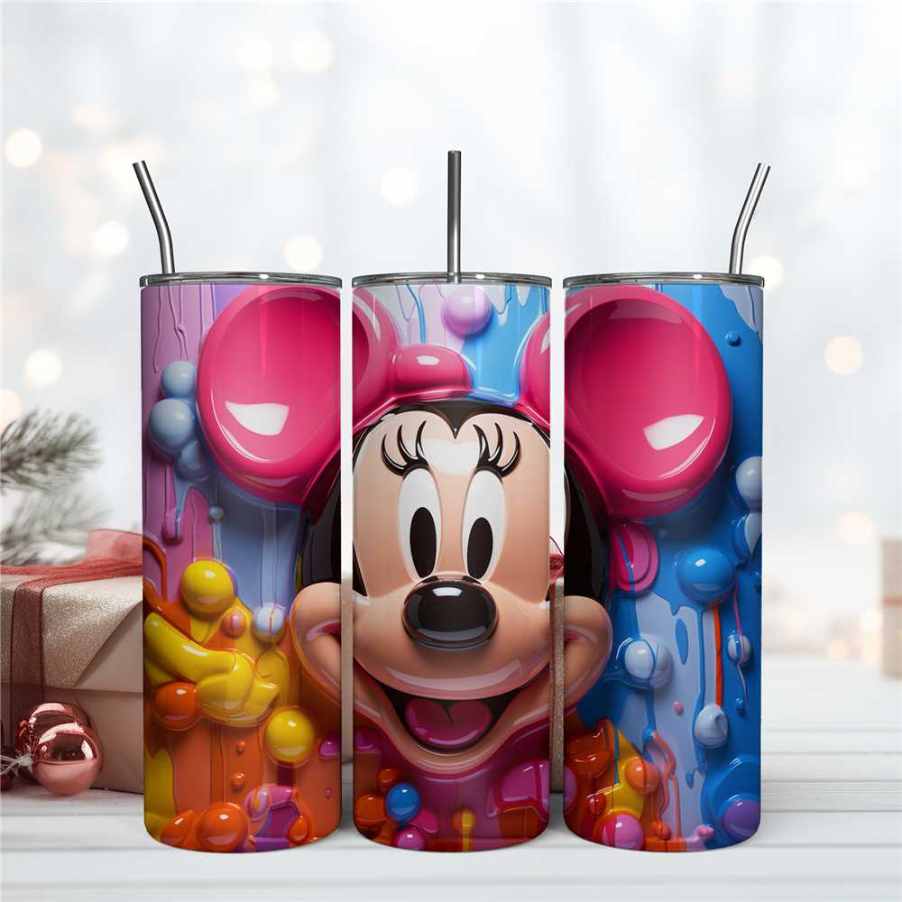 3D Minnie Mouse Pink Design Tumbler, 20oz Skinny Tumbler Ins - Inspire ...