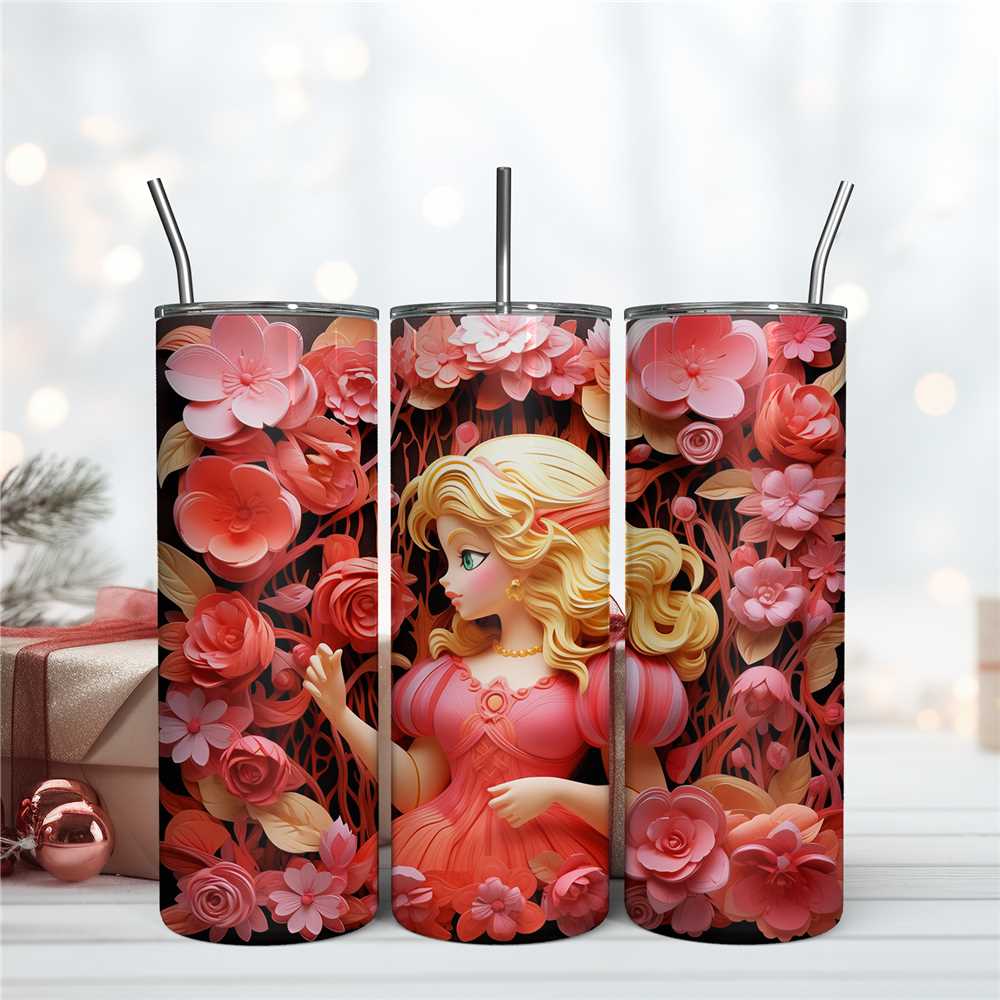 Sleeping Beauty Pink Flower Tumbler Design Download Png Auro - Inspire ...