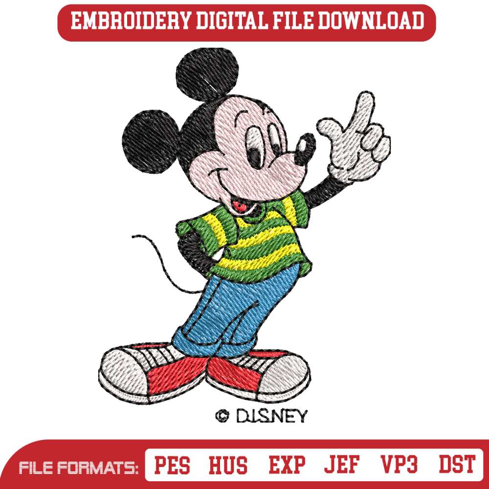 Mickey Mouse Disney Embroidery Design Download | Inspire Uplift