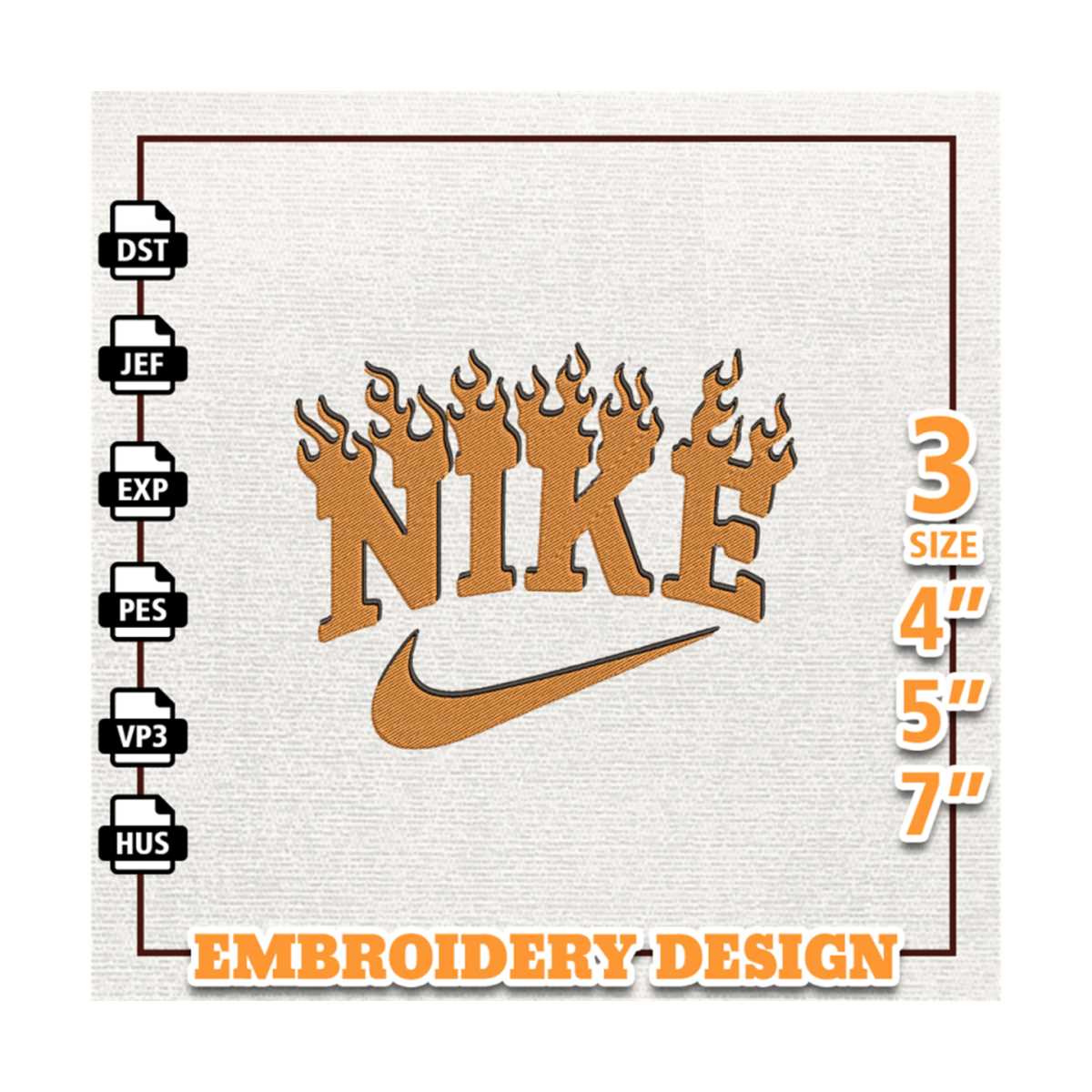 Nike Fire Embroidery Design, Brand Logo Embroidery Design - Inspire Uplift