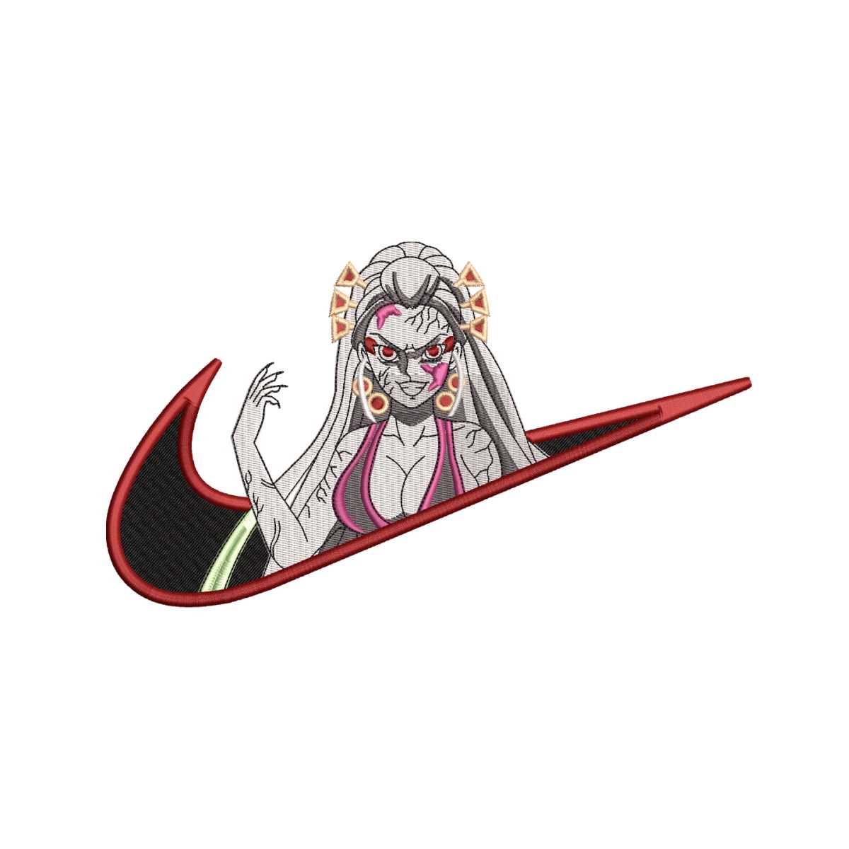 Daki X Nike Logo Embroidery Design Anime Kimetsu No Yaiba Do | Inspire ...