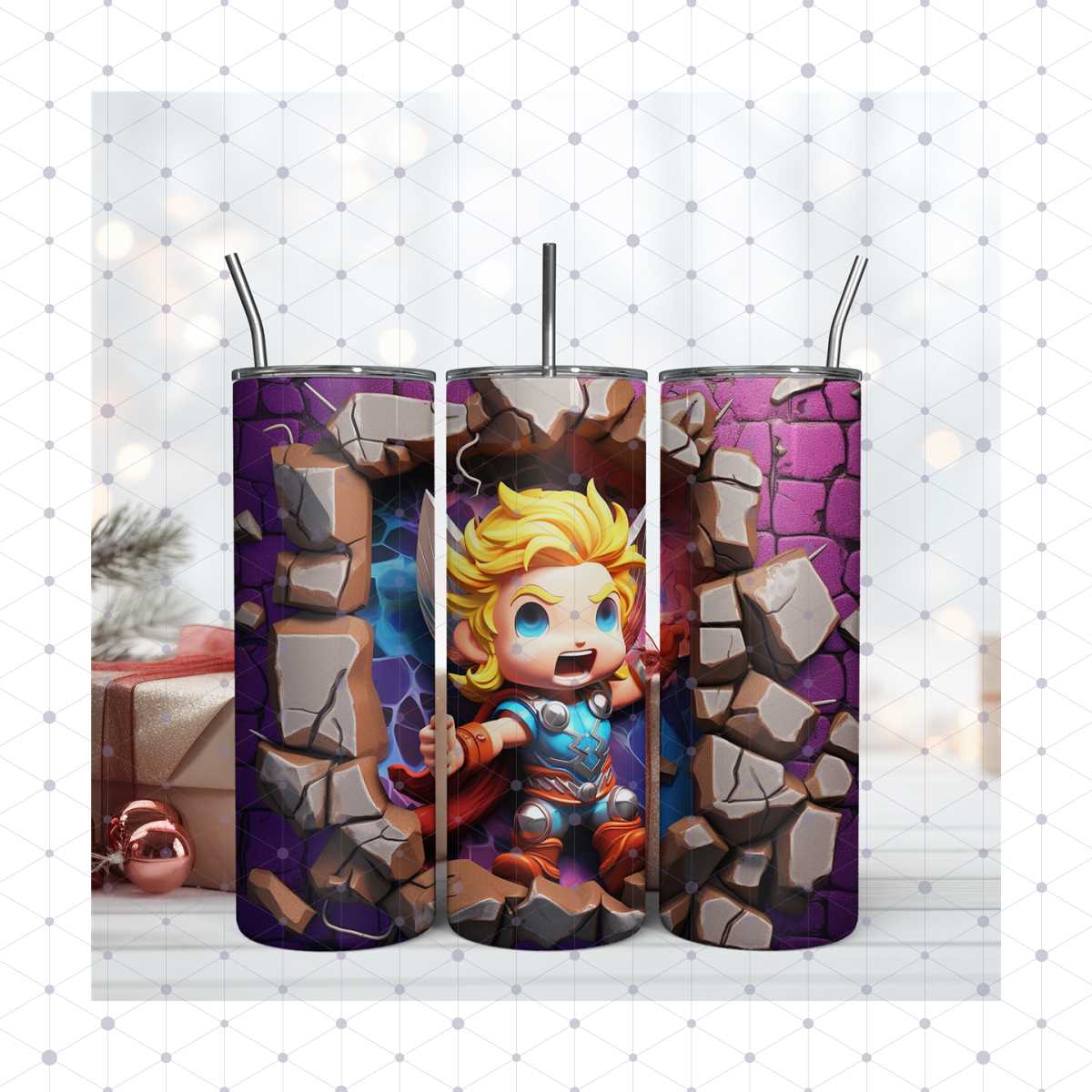 3D Inflated Angry Thor Tumbler Wrap Design, 20oz Tumbler Des | Inspire ...