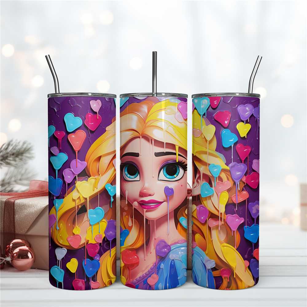 3D Rapunzel Heart Tumbler Design, Disney Princess Wrap, 20oz | Inspire ...