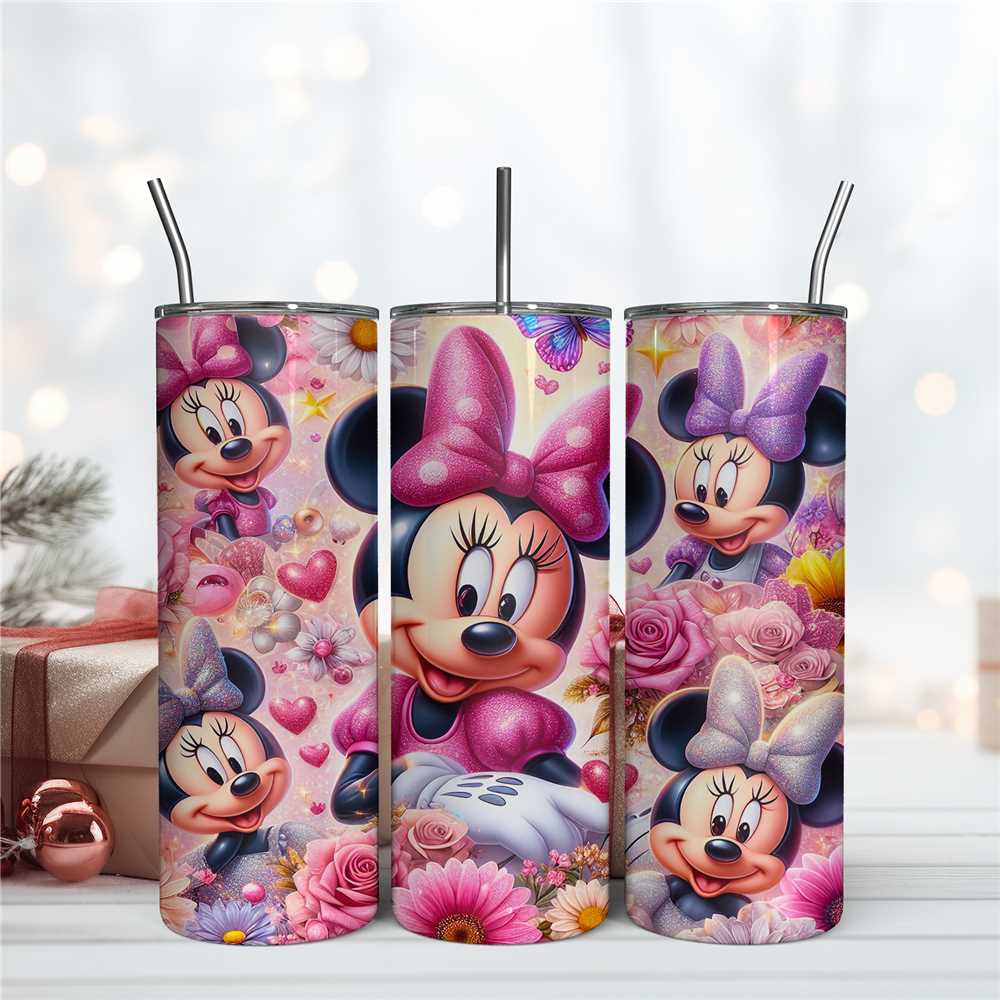 Minnie Mouse 3D Skinny Tumbler Wrap, Mouse PNG Sublimation | Inspire Uplift