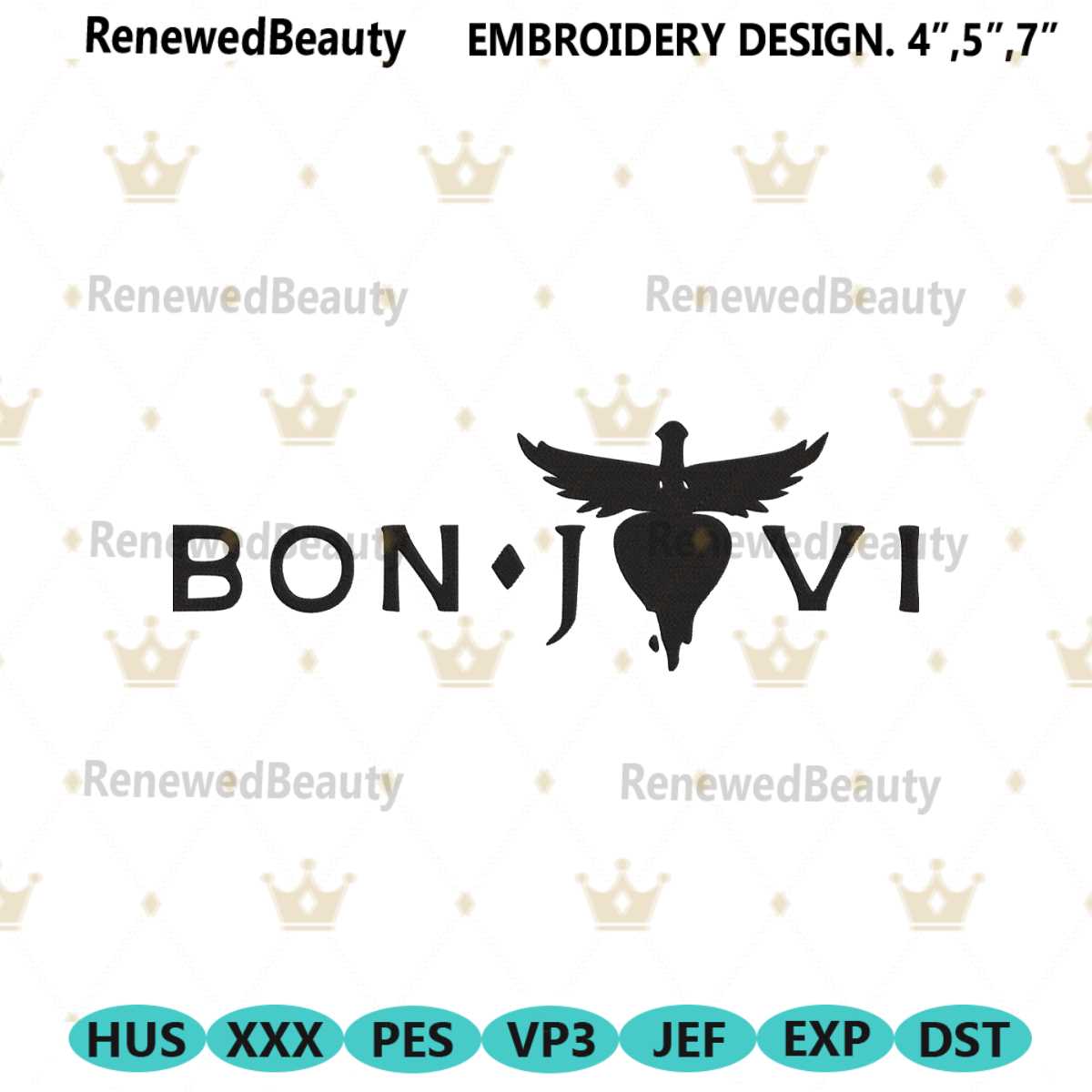 Bon Jovi Logo Rock Band Embroidery Design Download File | Inspire Uplift
