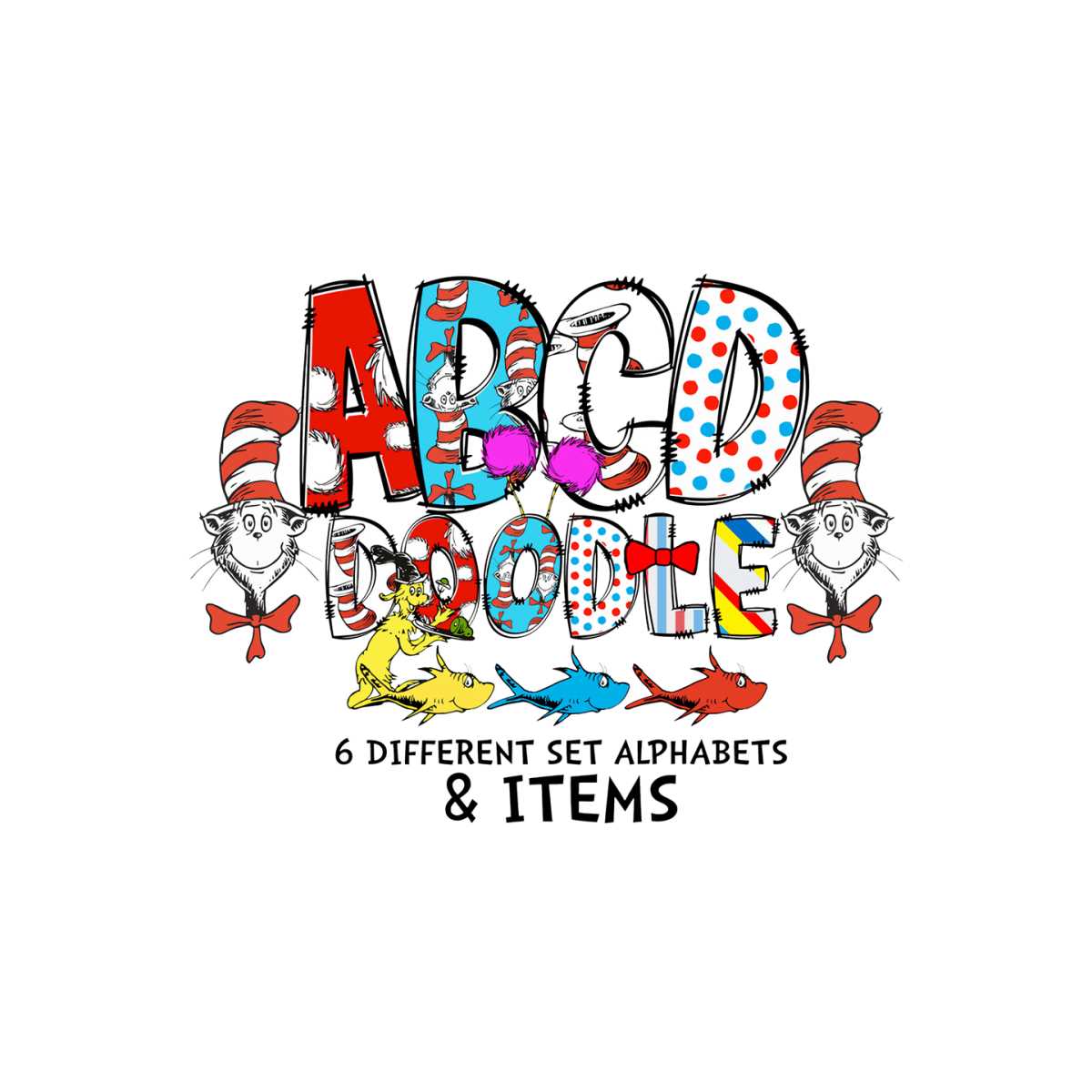 Seuss Alphabet Png, Dr. Suess Bundle, Dr. Suess Font PNG, Do | Inspire ...