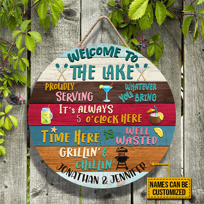 Personalized Lake House Proudly Serving Wood Sign | Inspire Uplift
