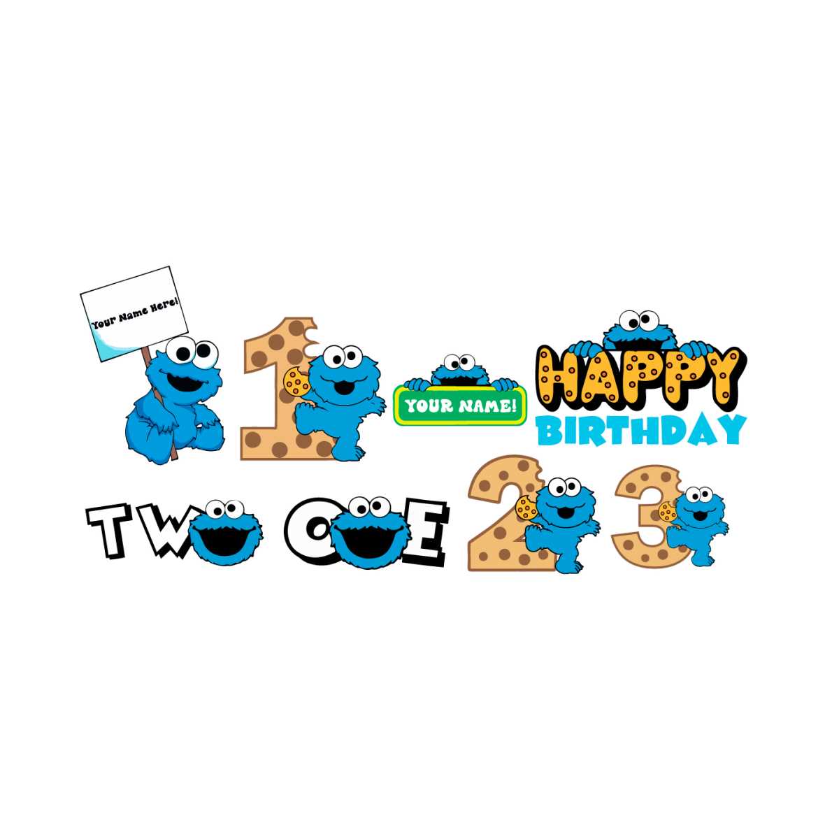 Happy Birthday Custom Cookie Monster Svg Bundle, Elmo svg, C - Inspire ...