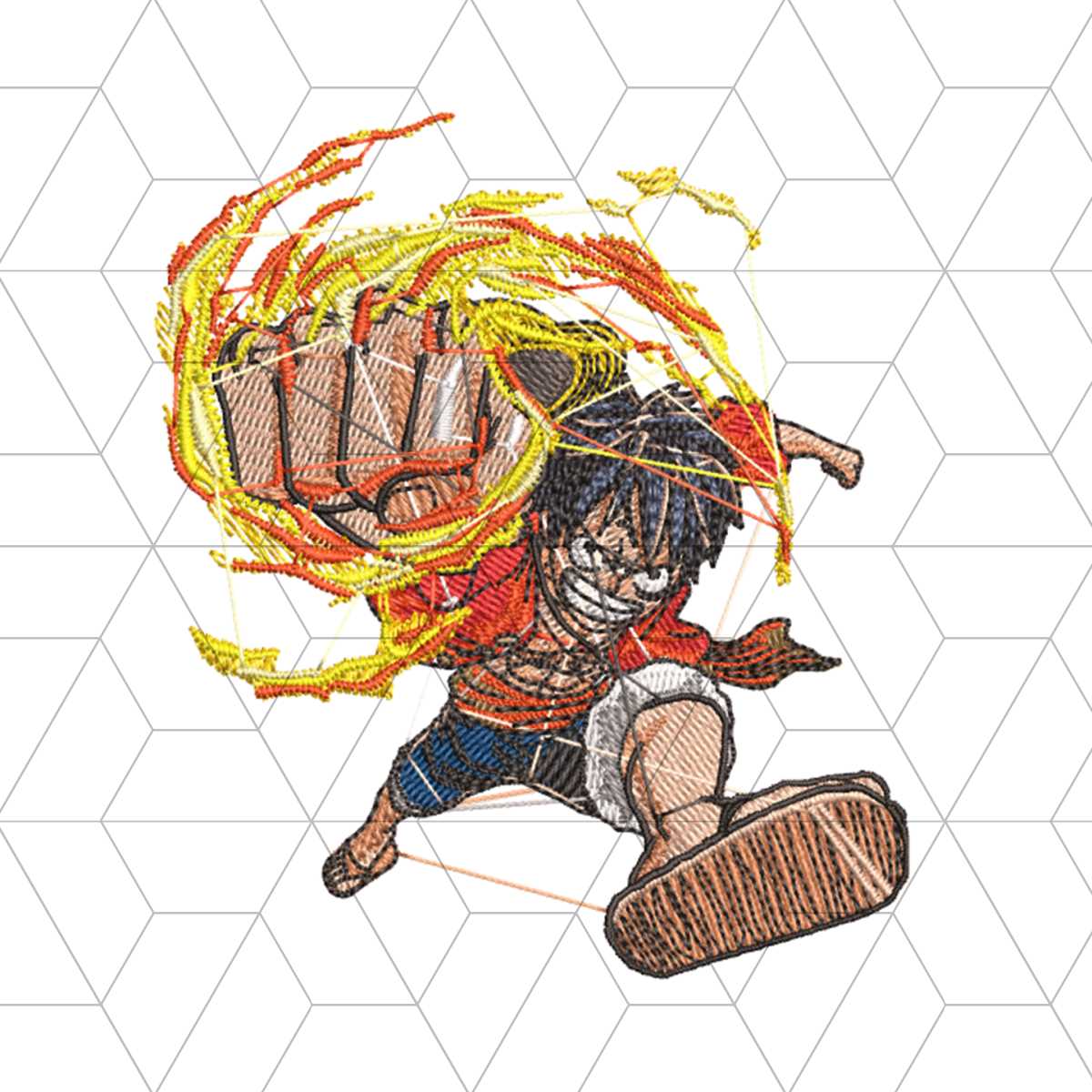 Luffy Fire Punch Embroidery Design Download File Anime One P - Inspire ...