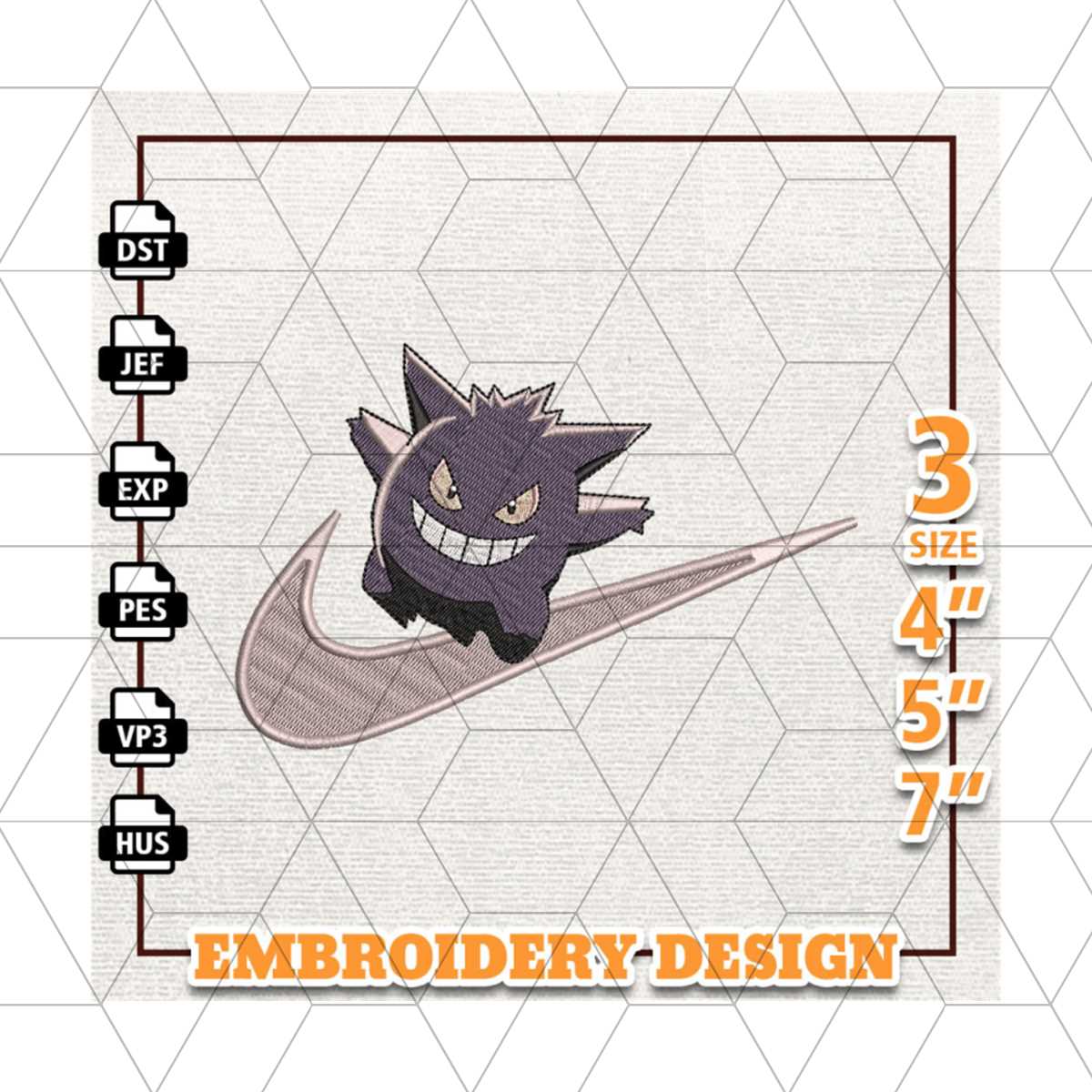 Nike Gengar Anime Embroidery Design, Nike Anime Embroidery D - Inspire ...