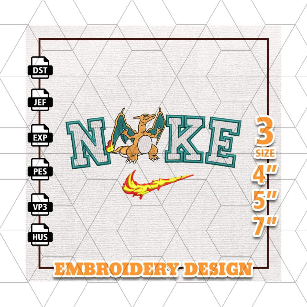 Nike Charizard Anime Embroidery Design, Best Anime Embroider | Inspire ...