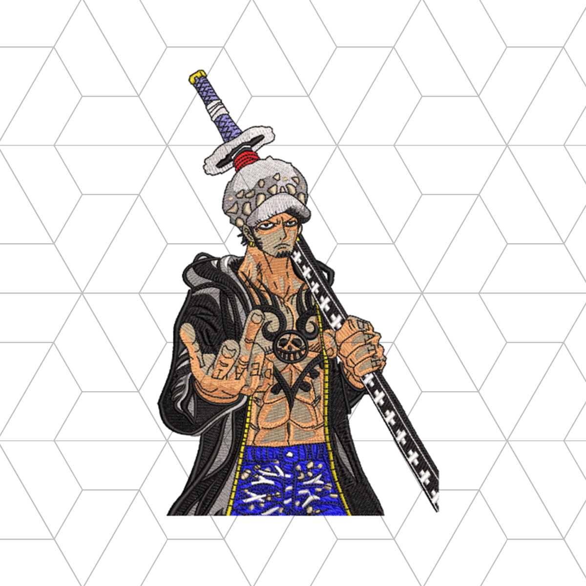 Trafalgar D. Water Law Embroidery Design Anime One Piece Des - Inspire ...