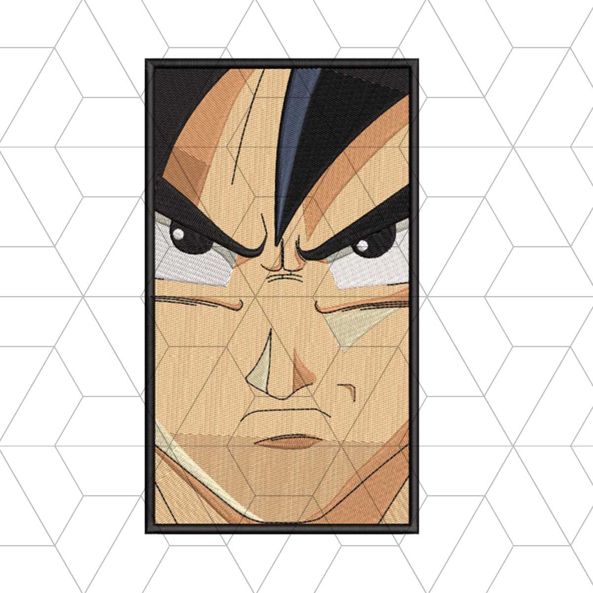 Goku Vertical Face Anime Dragon Ball Embroidery Design - Inspire Uplift