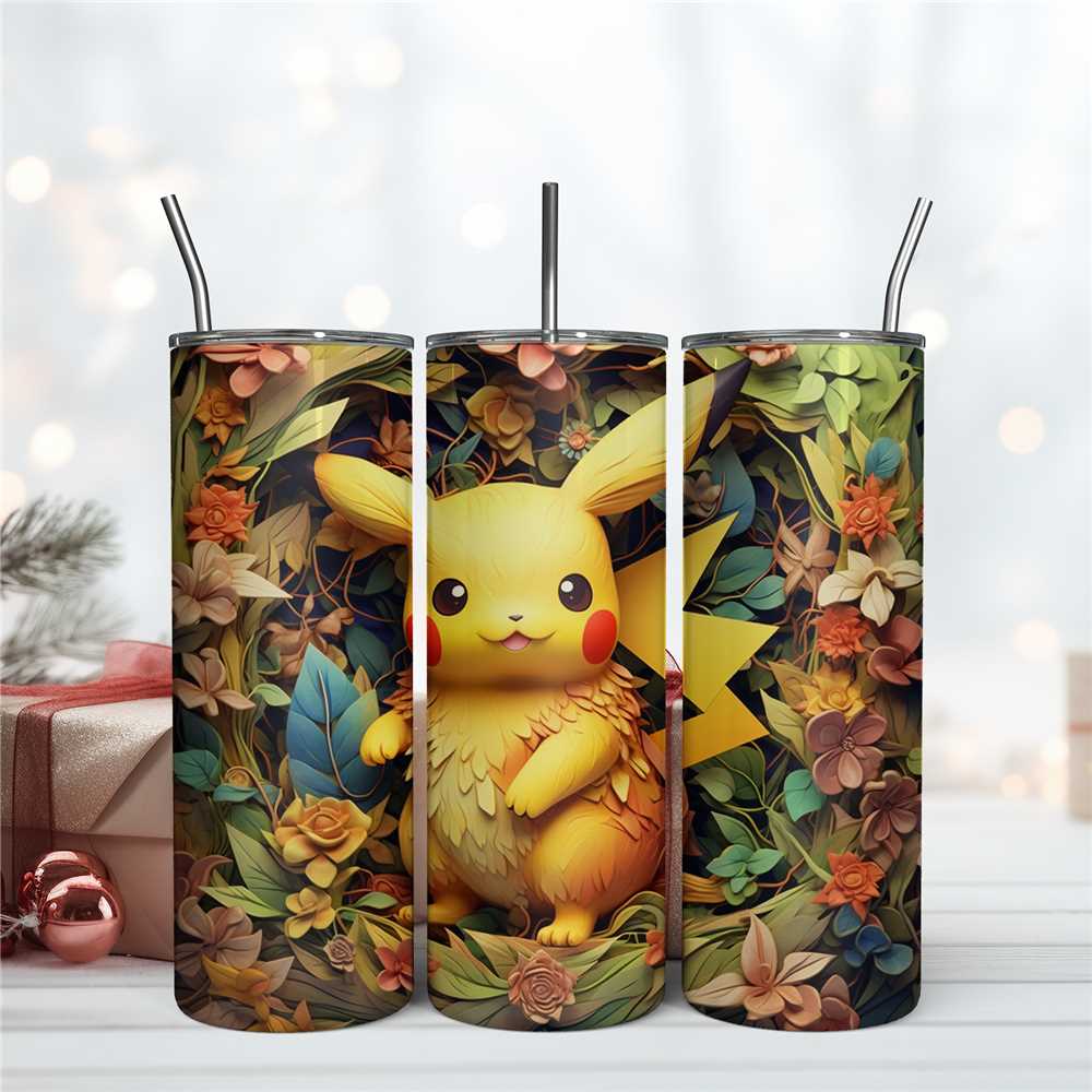 Cute 3D Pikachu Tumbler 20oz Wrap Digital Download File Poke - Inspire ...