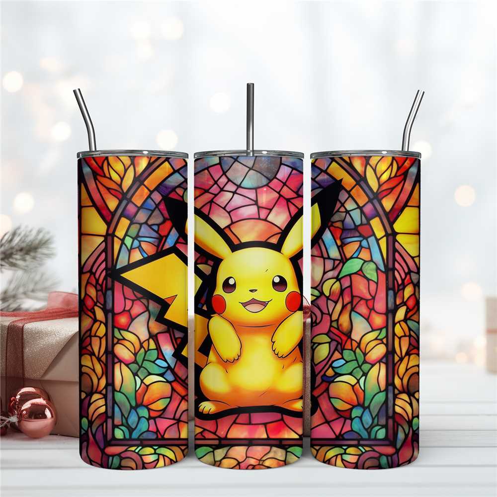 Pikachu Stained Glass 20Oz Wrap Tumbler Design Download File - Inspire ...