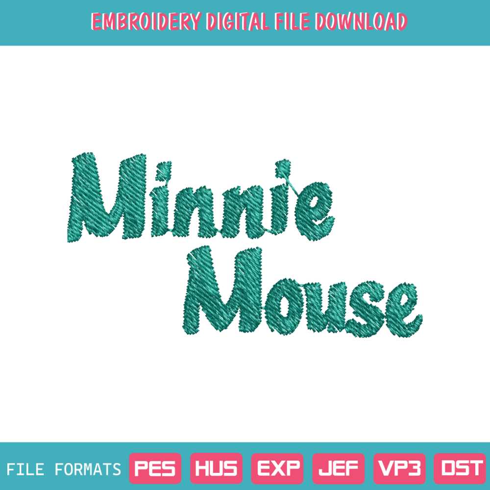 Minnie Mouse Name Embroidery Design Instant Download | Inspire Uplift