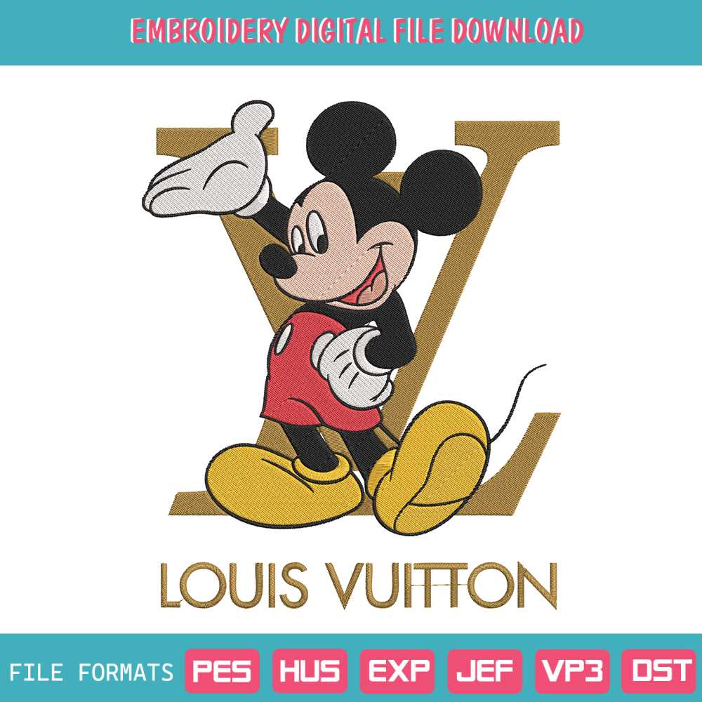 Mickey Mouse Louis Vuitton Background Embroidery Designs | Inspire Uplift