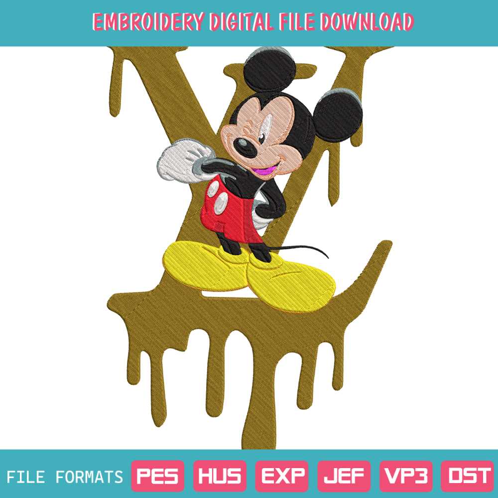 Mickey Mouse Blink Louis Vuitton Dripping Embroidery Design | Inspire ...