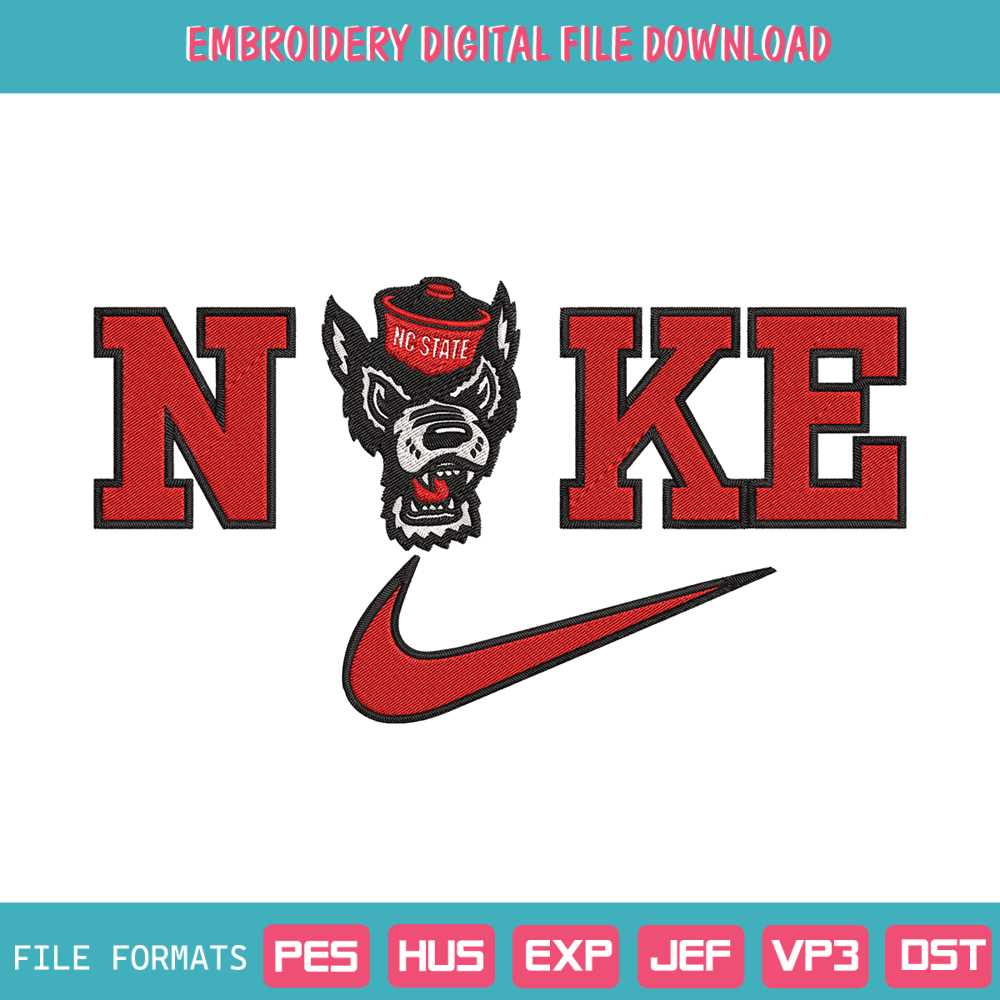 NC State Wolfpack Nike Logo Embroidery Design Download - Inspire Uplift