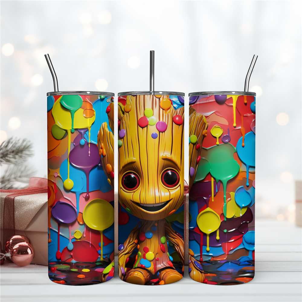 3D Inflated Groot Dripping Tumbler 20oz, Groot Cute Tumbler - Inspire ...
