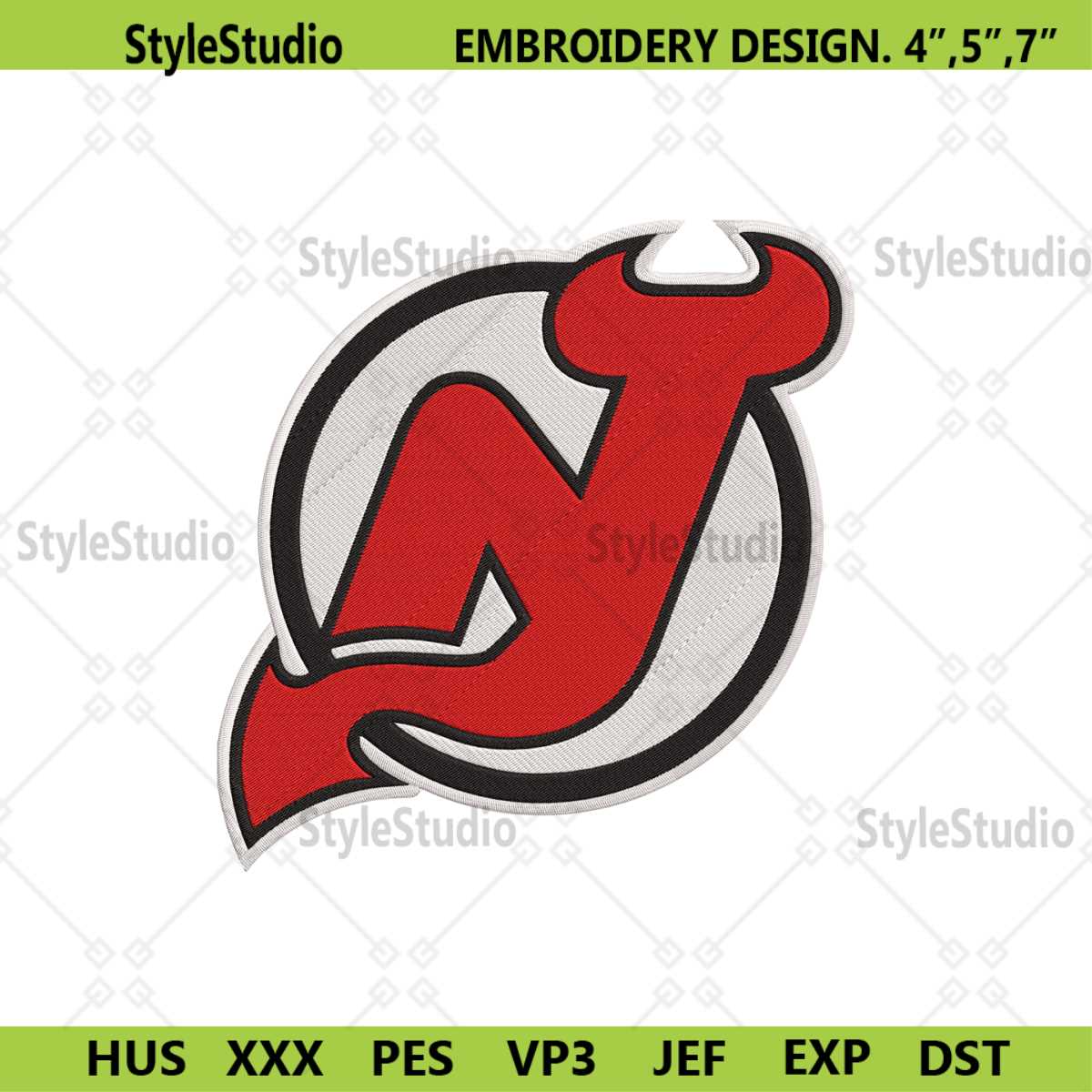 New Jersey Devils Logo NHL Team Embroidery Design File | Inspire Uplift
