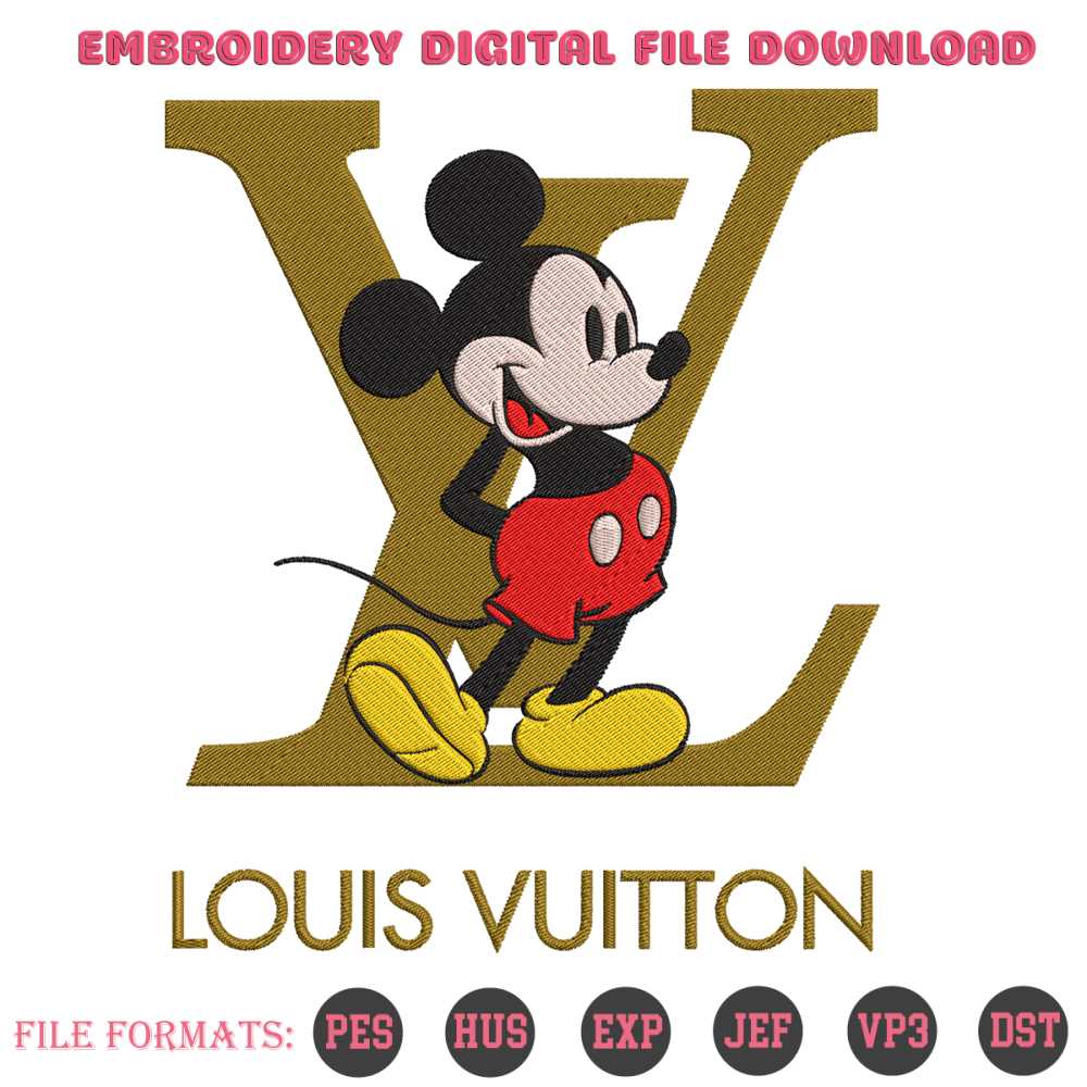 Inspired Mickey Mouse Louis Vuitton Logo Embroidery Design | Inspire Uplift