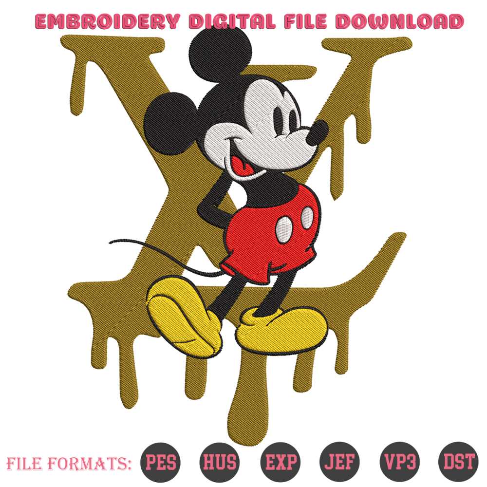 Inspired Mickey Mouse LV Dripping Embroidery Design - Inspire Uplift