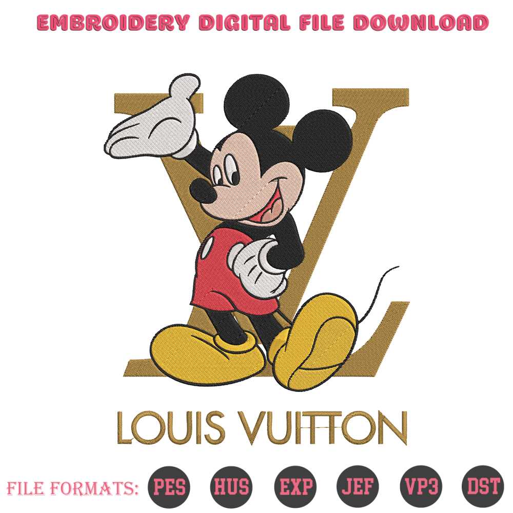 Mickey Mouse Louis Vuitton Background Embroidery Designs | Inspire Uplift