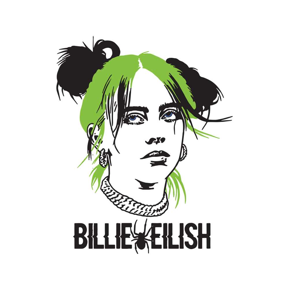 Drawing Billie Ellish Green Hair Siderman Singer Music Fan S | Inspire ...