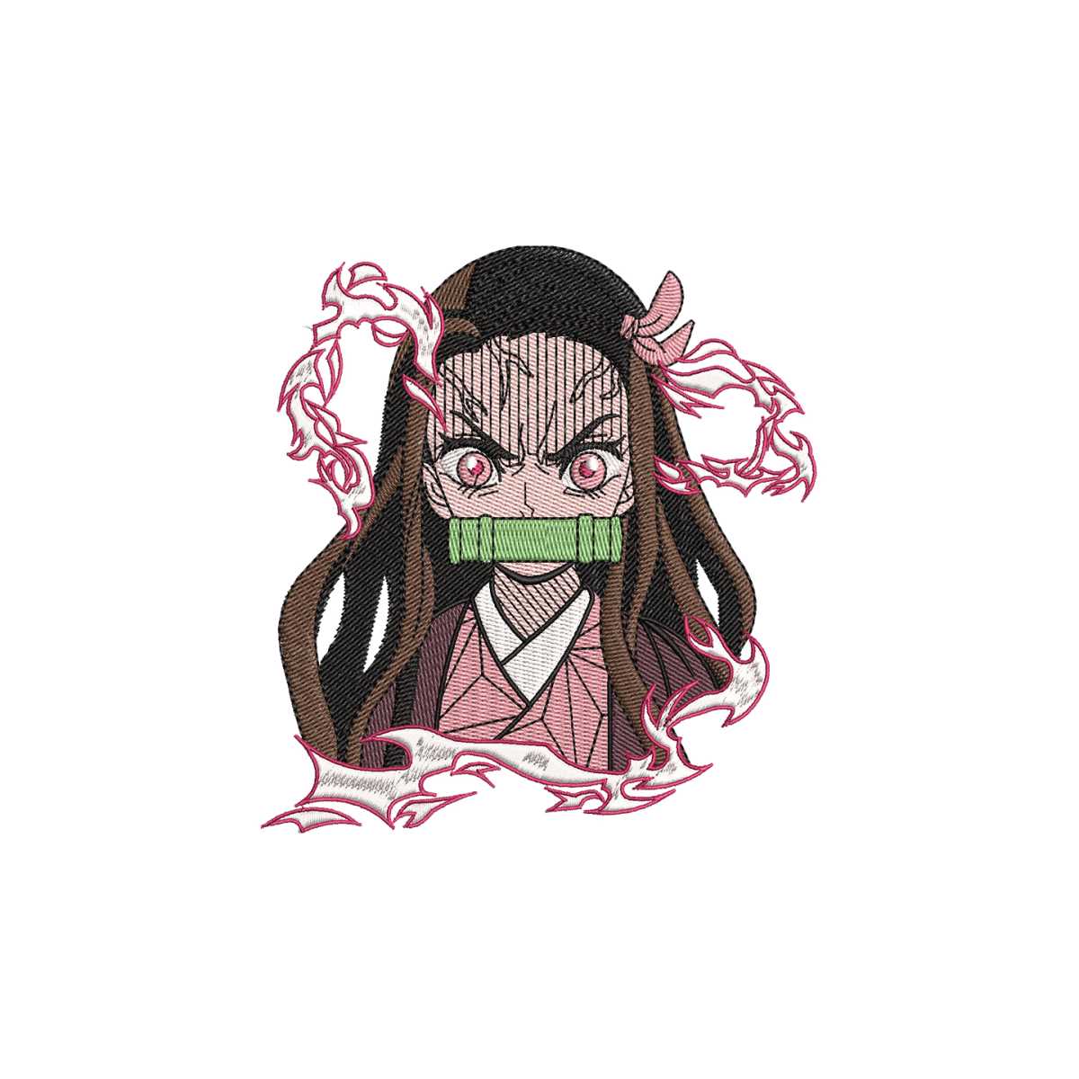 Nezuko Kamado Angry Embroidery Kimetsu No Yaiba Anime | Inspire Uplift
