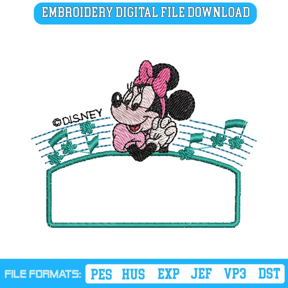 Minnie Mouse Music Note Embroidery Design | Inspire Uplift