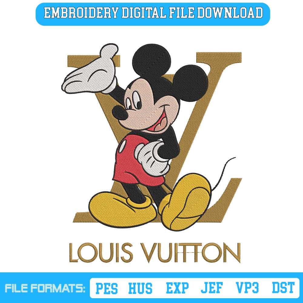 Mickey Mouse Louis Vuitton Background Embroidery Designs | Inspire Uplift