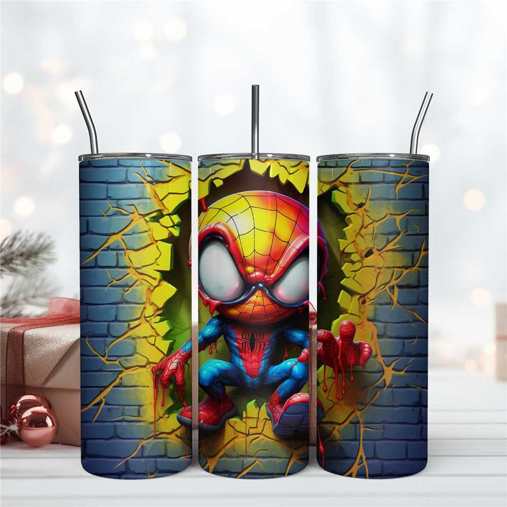 Spider Man 3D Crack Wall Png, Spider Man Tumbler 20oz Wrap I | Inspire ...