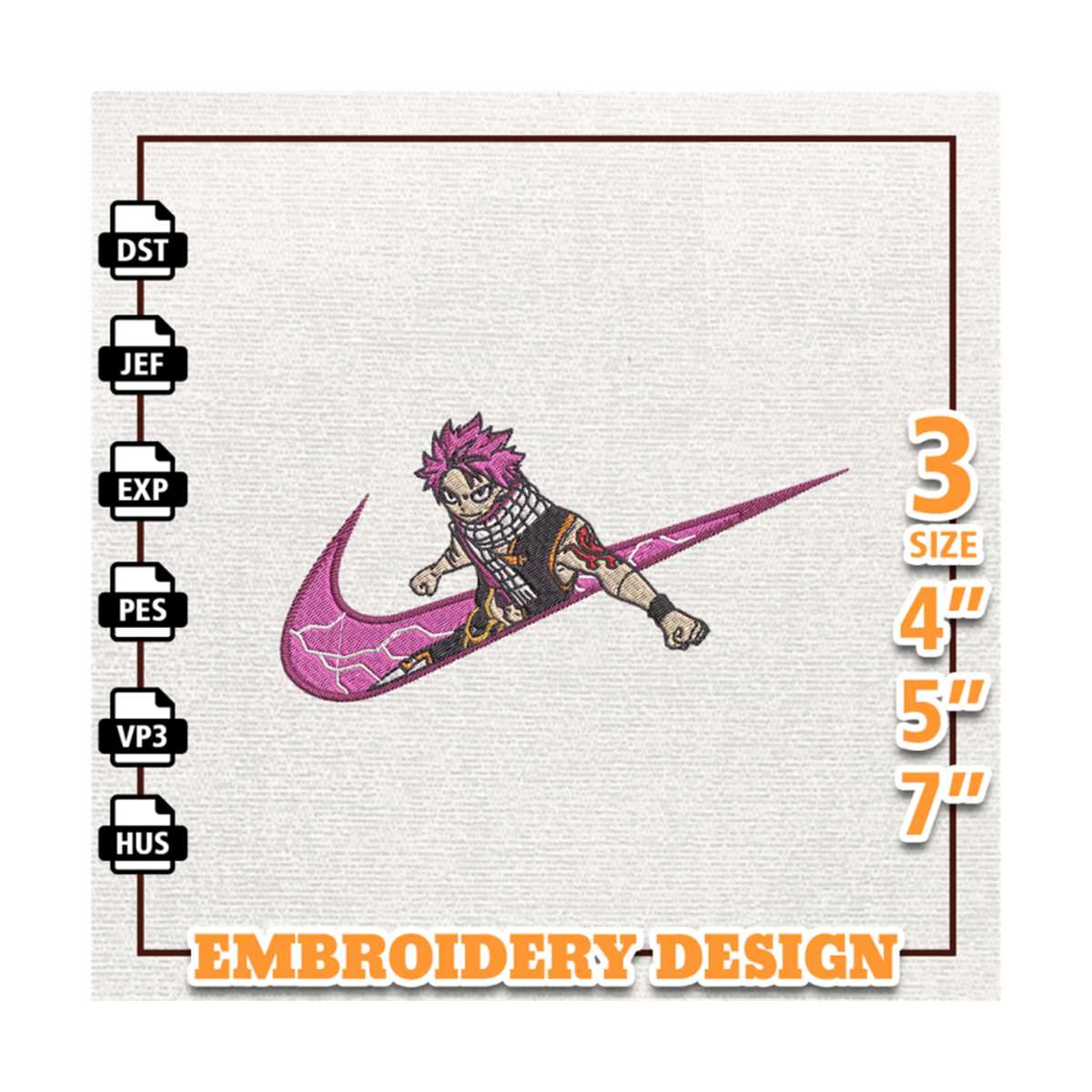 Nike Natsu Fairy Tail Embroidery Design, Best Anime Embroide | Inspire ...